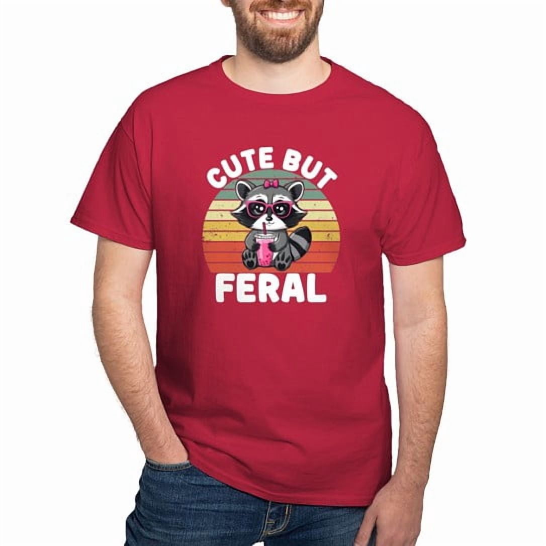 CafePress - Cute But Feral Funny Retro Raccoon Men's Value T Shirt ...