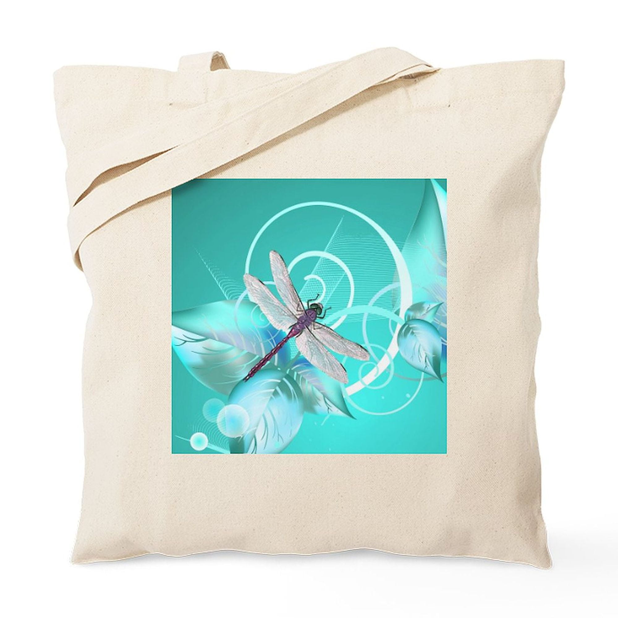CafePress - Cute Dragonfly Aqua Abstract Floral Swirl Tote Bag - Unisex ...