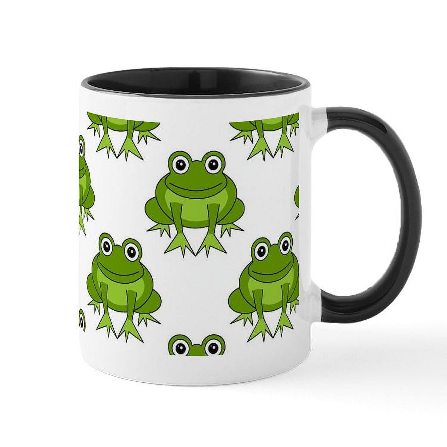 CafePress - Cute Happy Frog Pattern Mug - 11 oz Ceramic Mug - Novelty ...