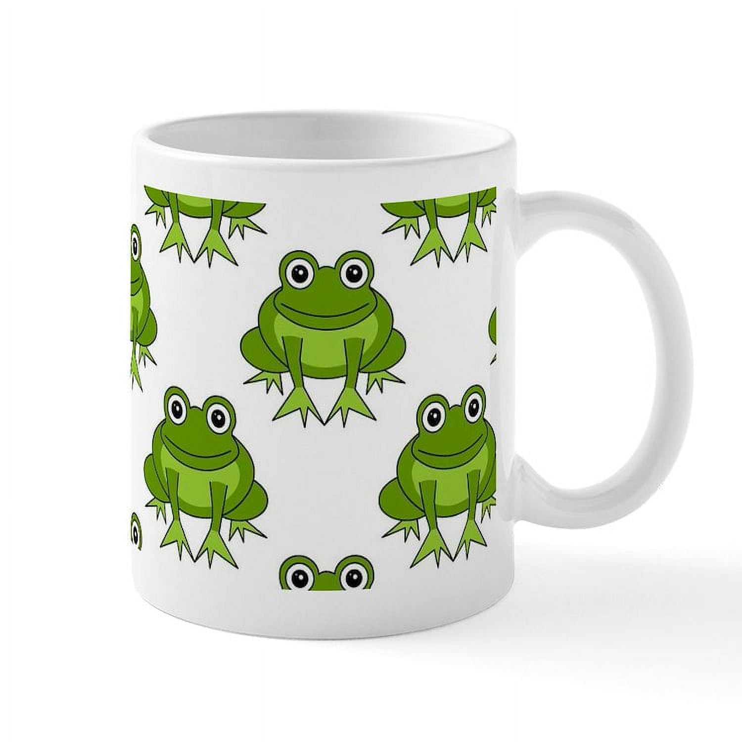 CafePress - Cute Happy Frog Pattern Mug - 11 oz Ceramic Mug - Novelty ...
