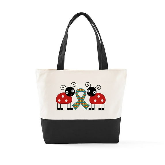 CafePress - Cute Ladybug Autism Puzzle Ribbon - Two Tone, 100% Cotton ...