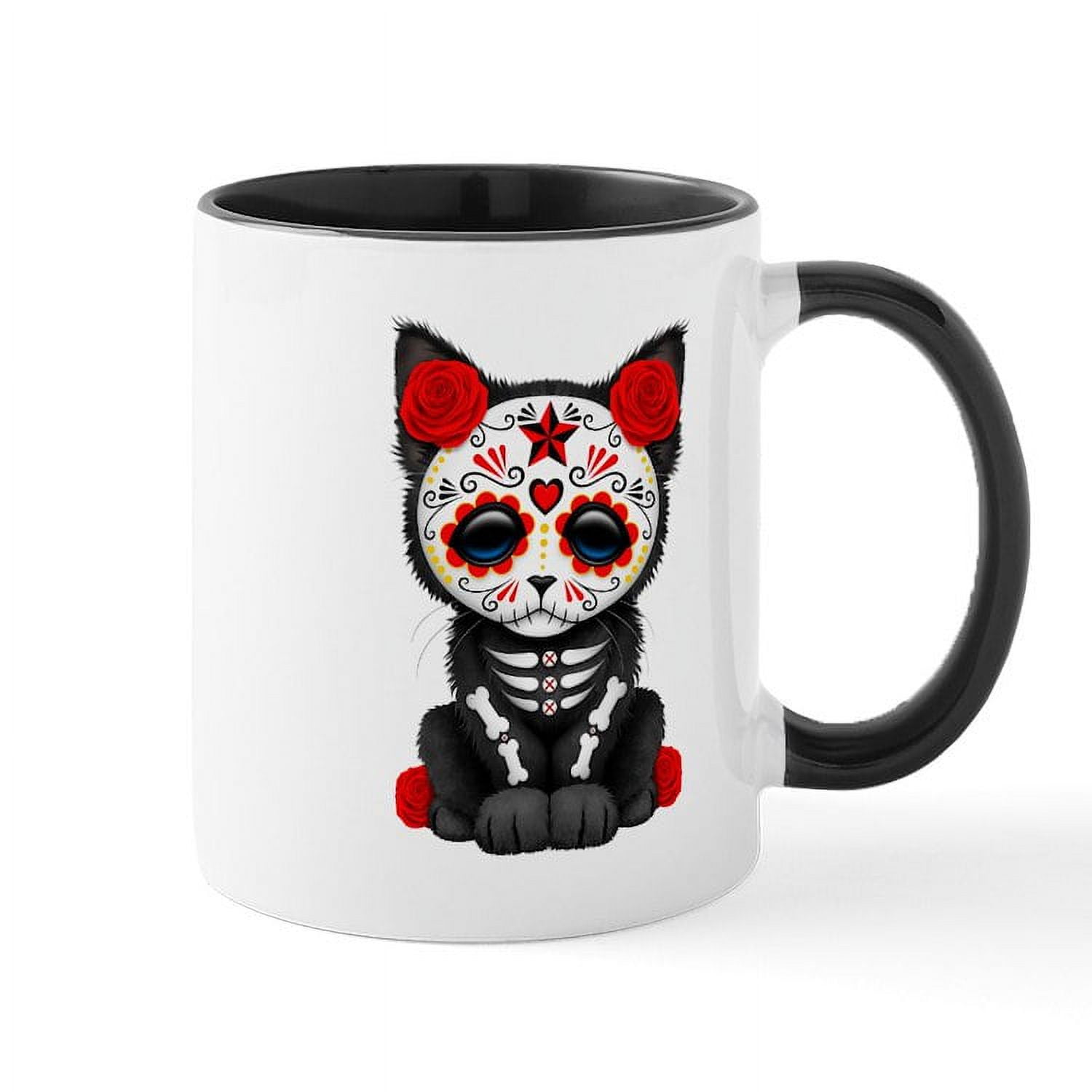 CafePress - Cute Red Day Of The Dead Kitten Cat Mugs - 11 oz Ceramic ...