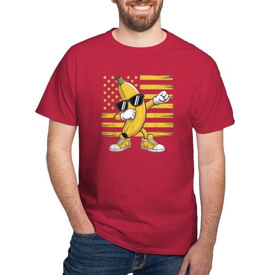 CafePress - Dabbing Banana American Flag Shirt Graphic Banana Men's ...