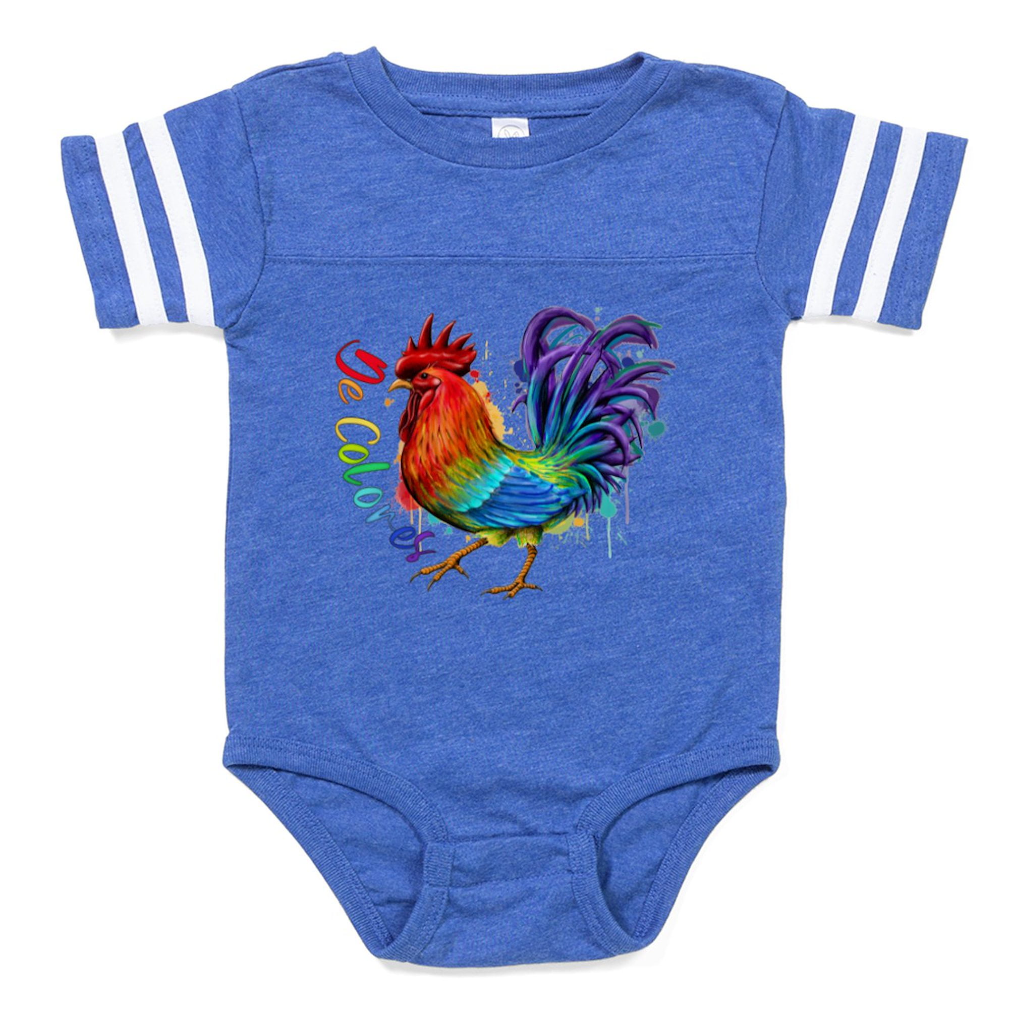 CafePress - De Colores Rooster - Cute Infant Baby Football Bodysuit ...