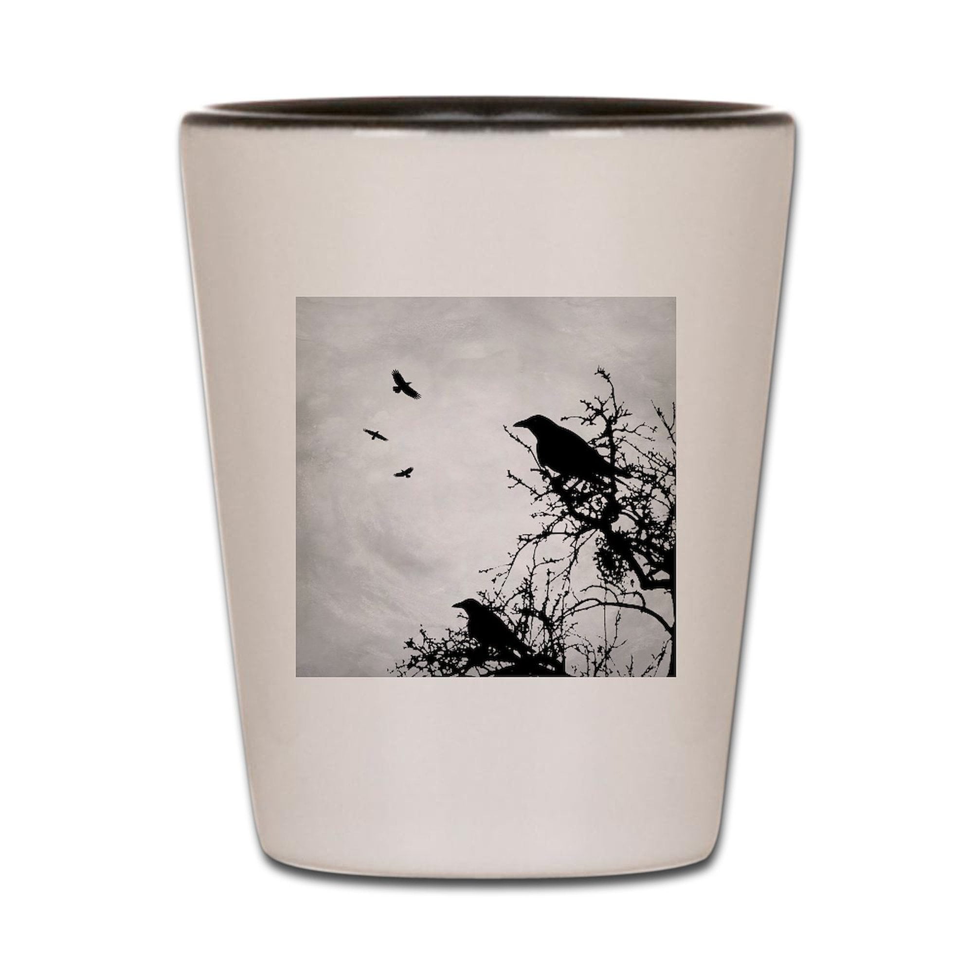 CafePress - Design 43 Crow Silhouette - White/Black Shot Glass, Unique ...