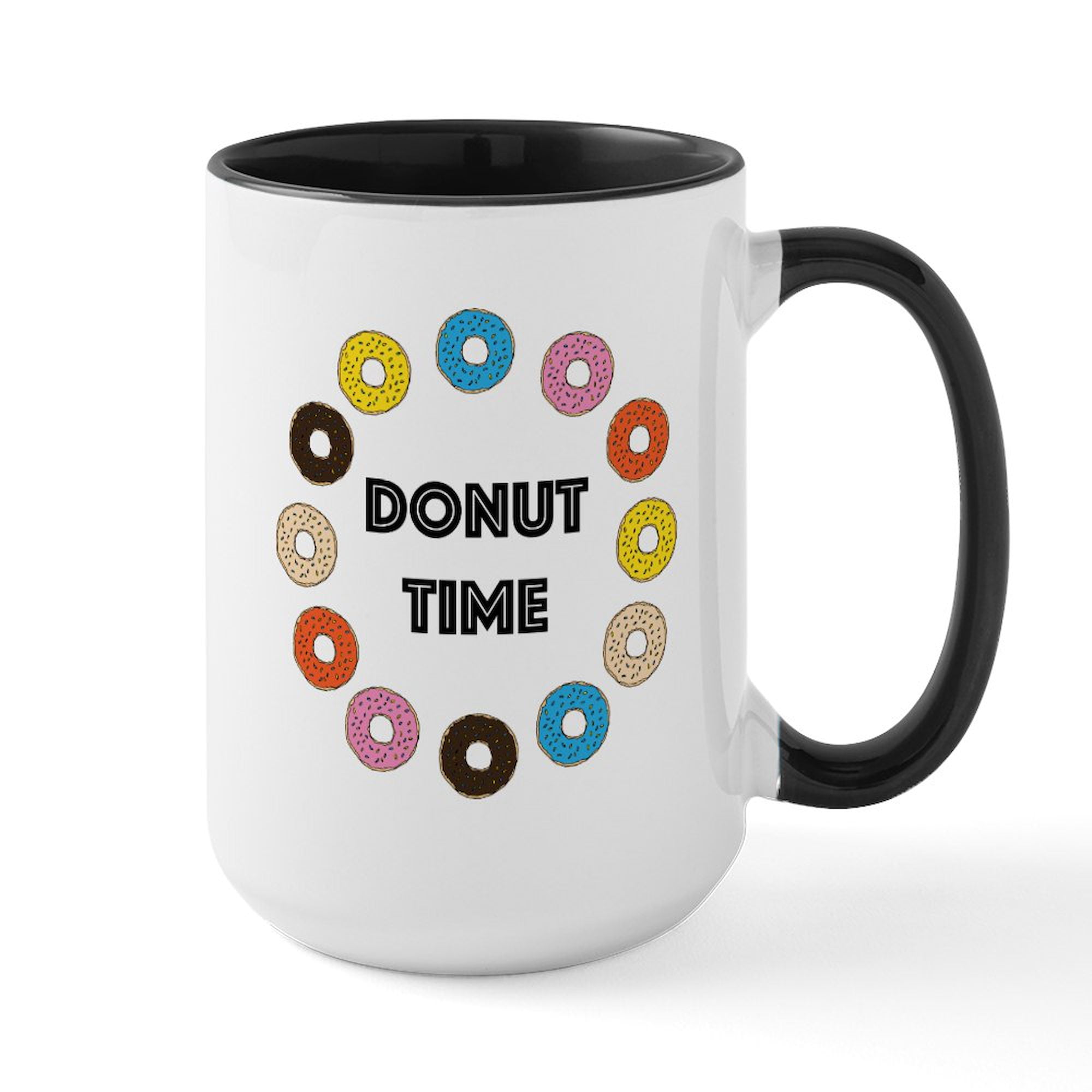 CafePress - Donut Time Mugs - 15 oz Ceramic Large White Novelty Mug ...