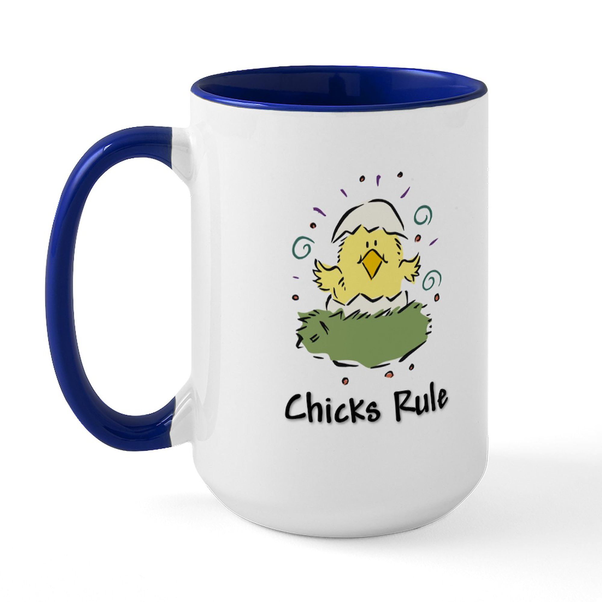 CafePress - Easter Chicks Rule Large Mug - 15 oz Ceramic Large White ...