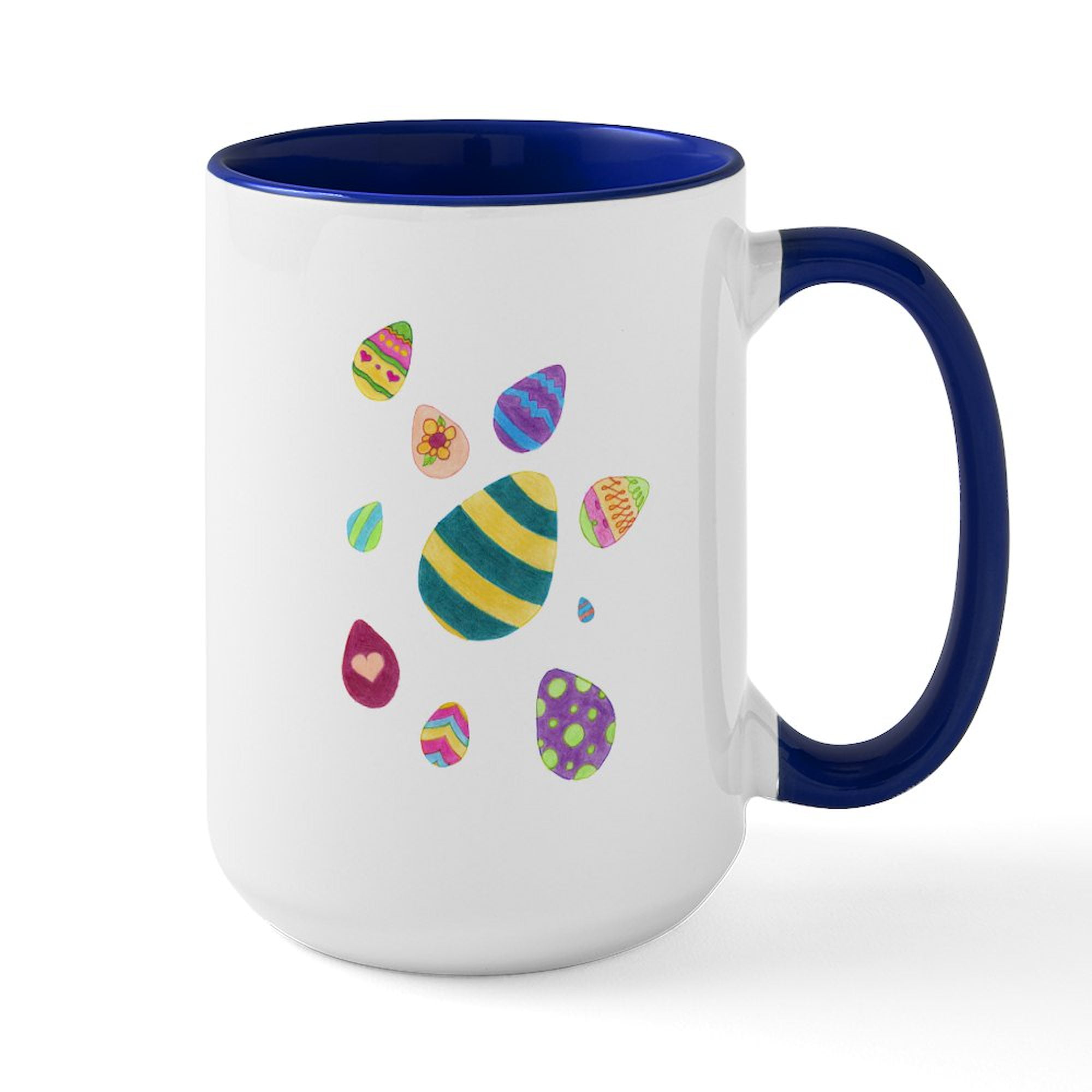 CafePress - Easter Eggs Mugs - 15 oz Ceramic Large White Novelty Mug ...