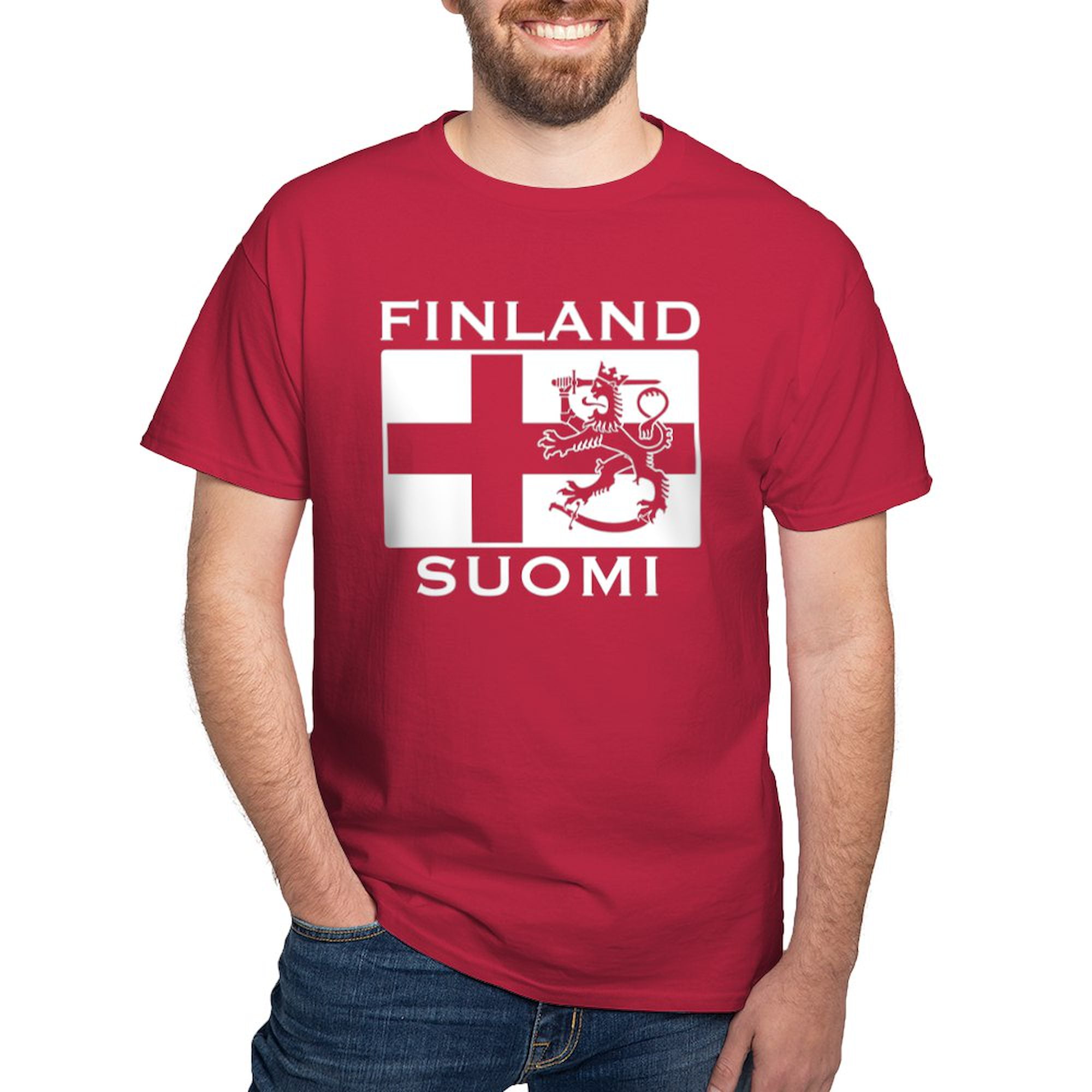 CafePress - Finland Suomi Flag Dark T Shirt - Men's Classic Graphic ...