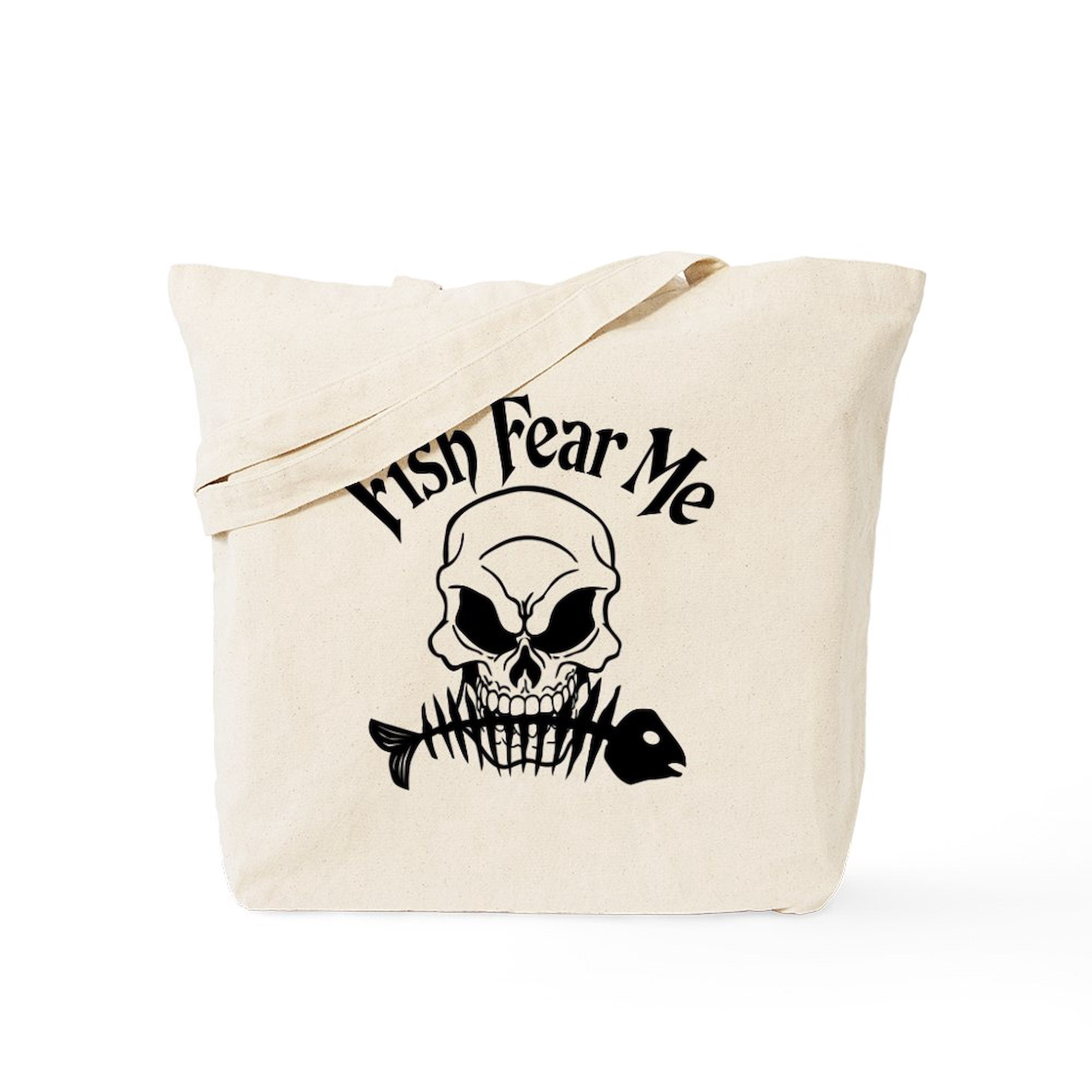 CafePress - Fish Fear Me Skull Tote Bag - Unisex Canvas Tote Bag, Beige ...