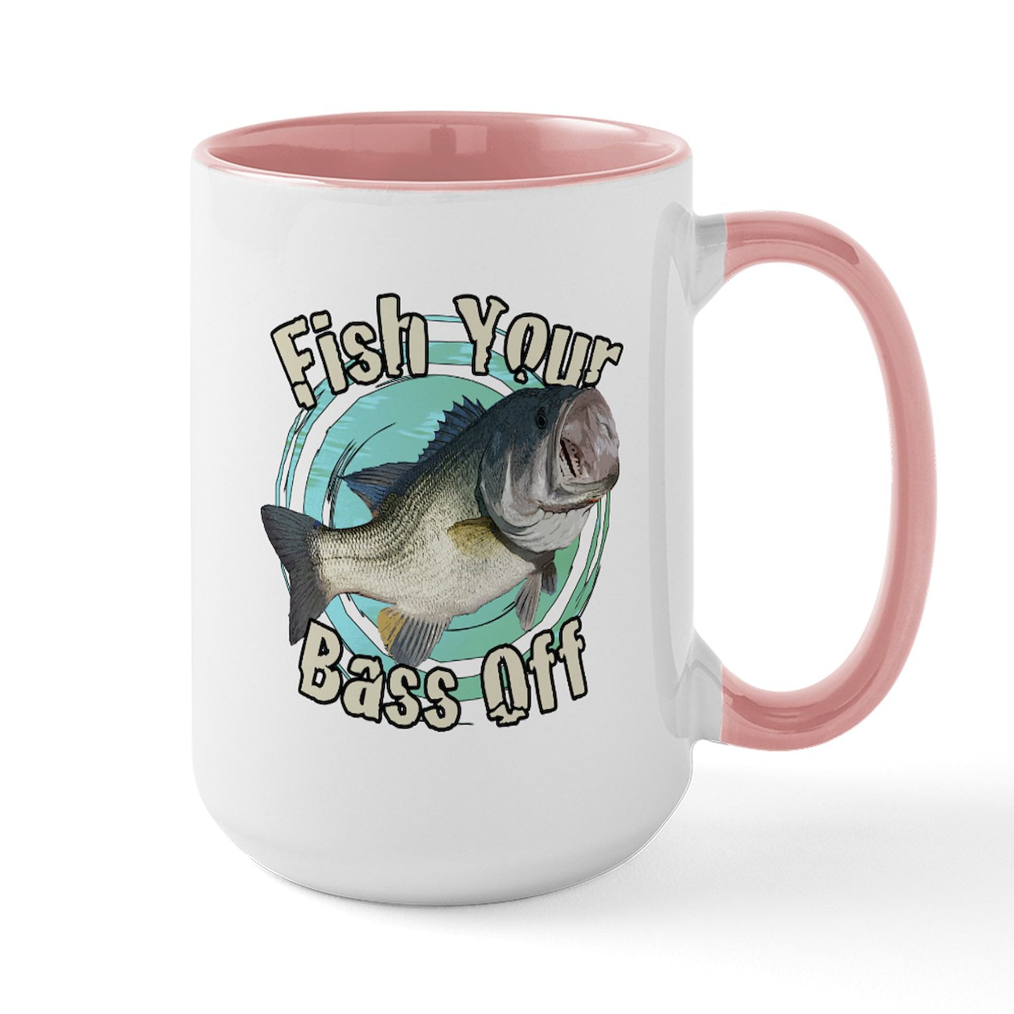 CafePress - Fish Your Bass Off Large Mug - 15 oz Ceramic Large White ...