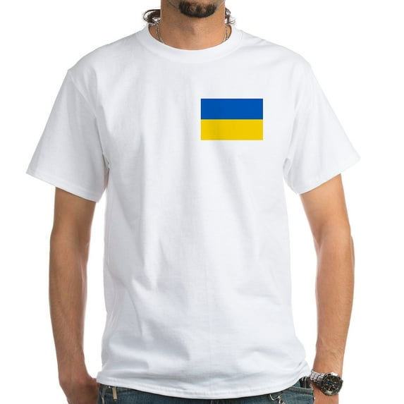 CafePress - Flag Of The Ukraine White T Shirt - Men's White Classic ...