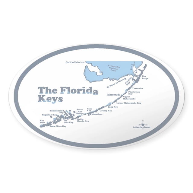 CafePress - Florida Keys Map Design. - Sticker (Oval) - Walmart ...