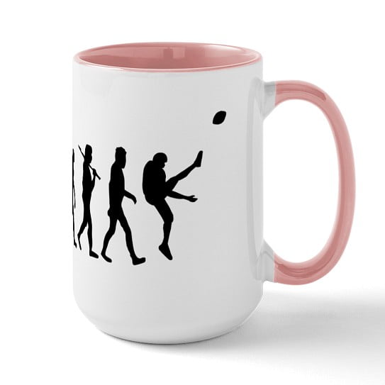 CafePress - Football Punter Evolution Mugs - 15 oz Ceramic Large ...