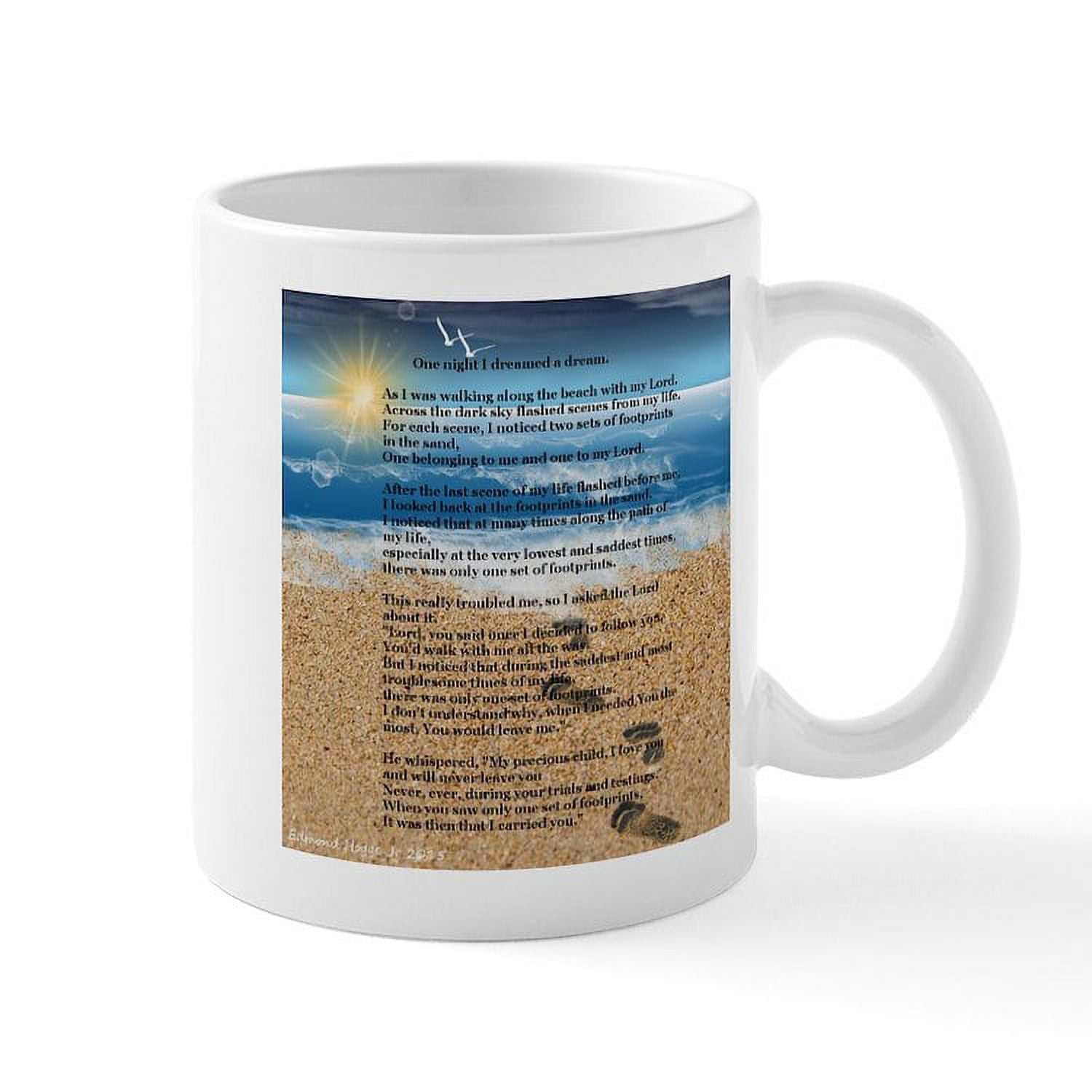CafePress - Footprints In The Sand Mugs - 11 oz Ceramic Mug - Novelty ...