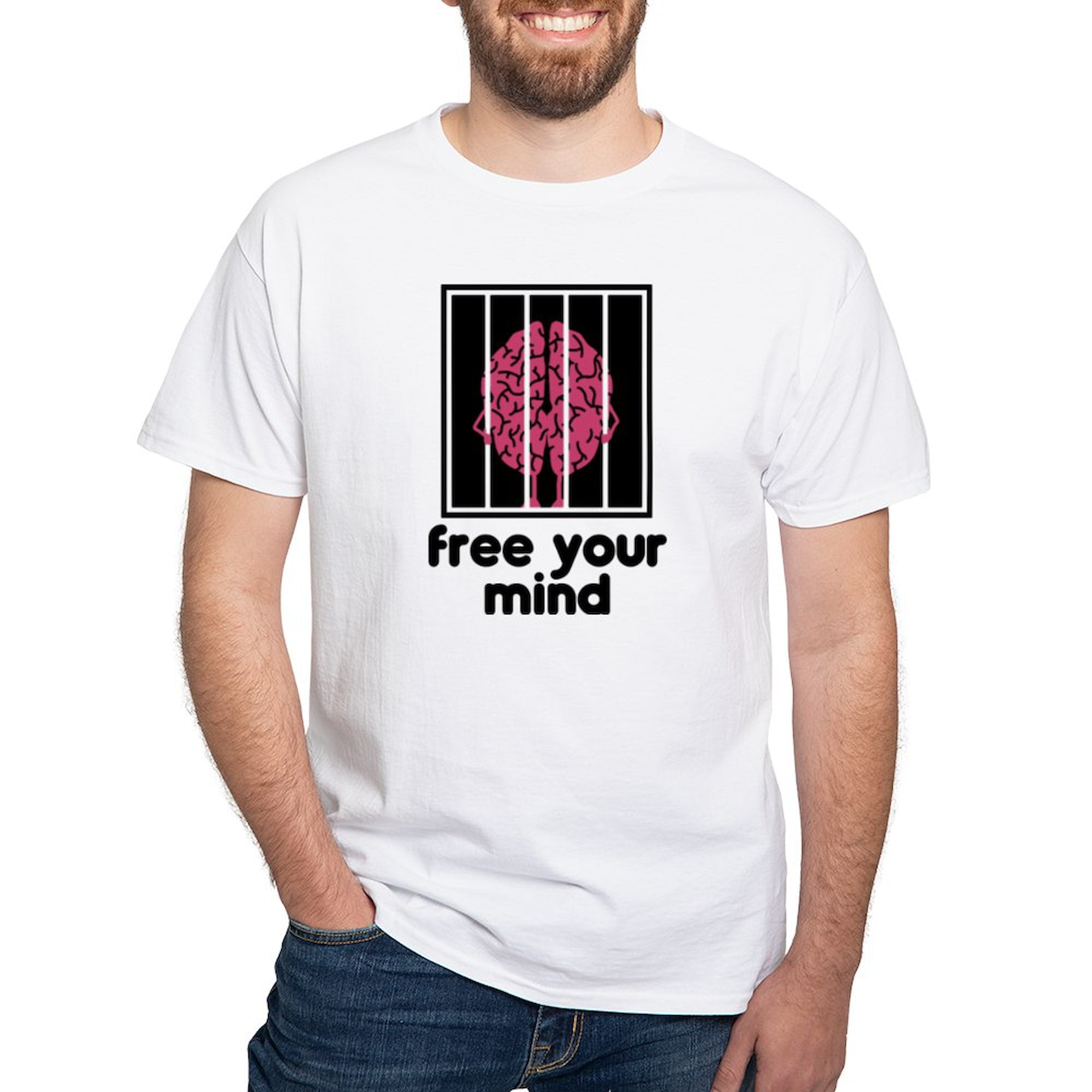 CafePress - Free Your Mind White T Shirt - Men's White Classic Cotton T ...