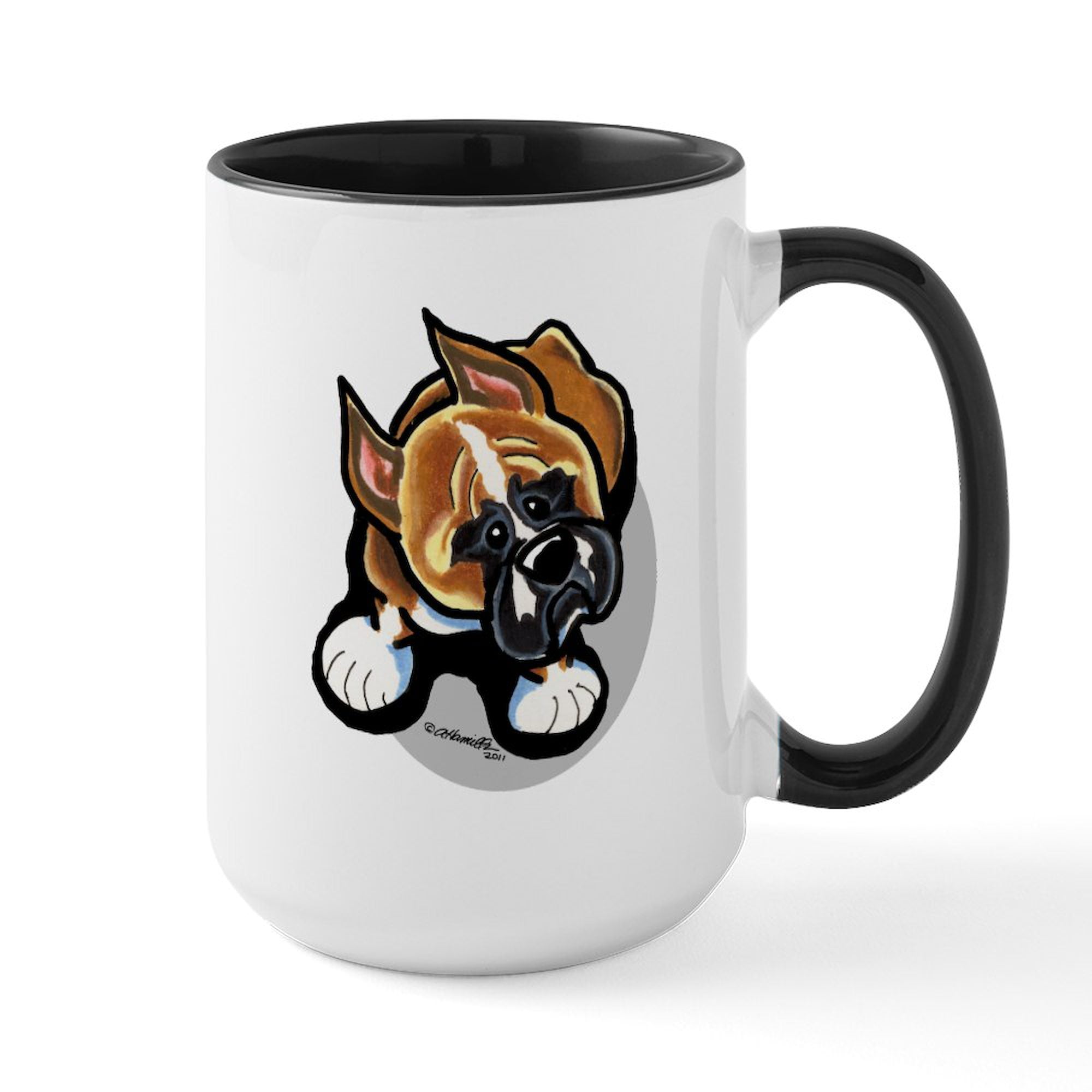 CafePress - Funny Boxer Cartoon Large Mug - 15 oz Ceramic Large White ...