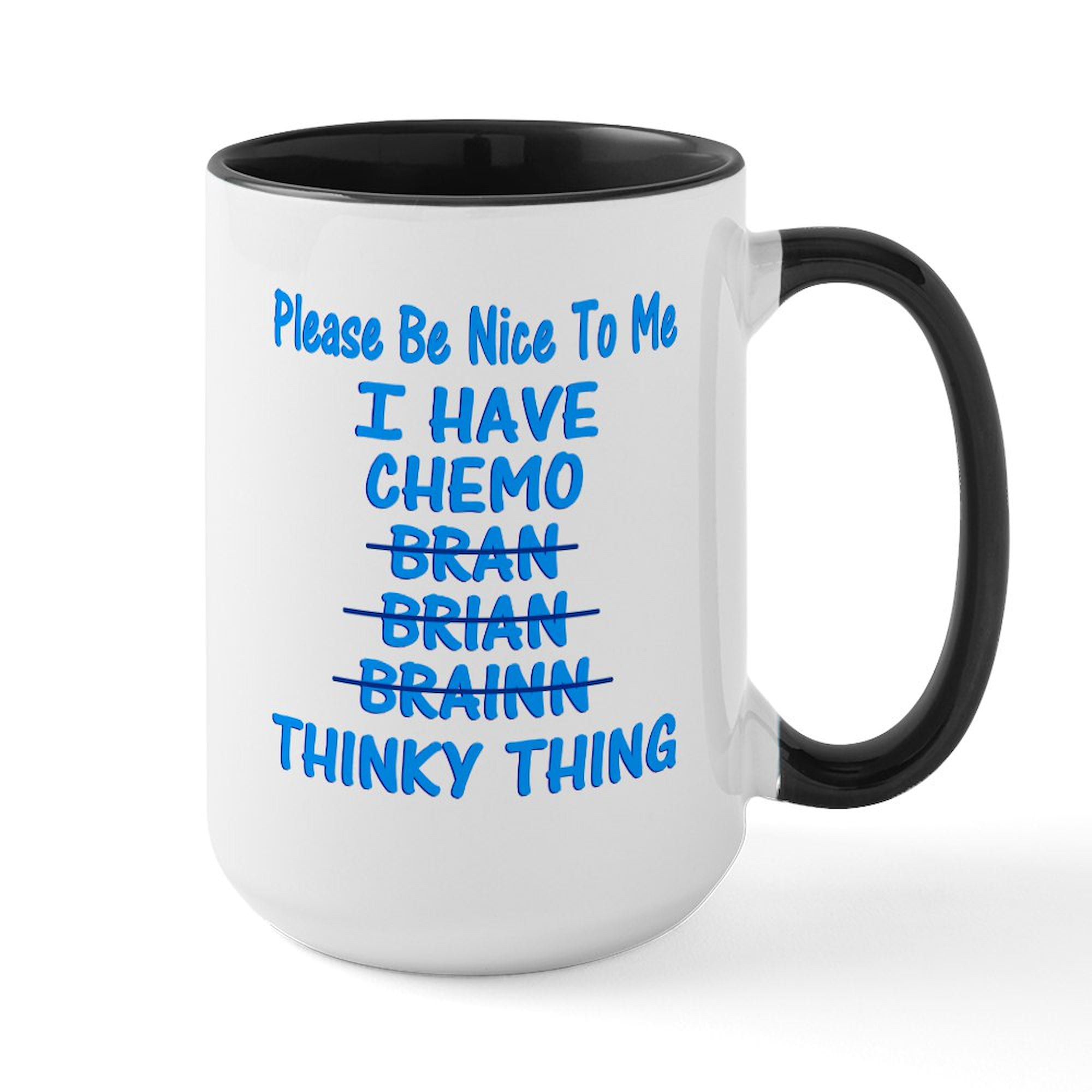CafePress - Funny Cancer Chemo Brain Blue Large Mug - 15 oz Ceramic ...