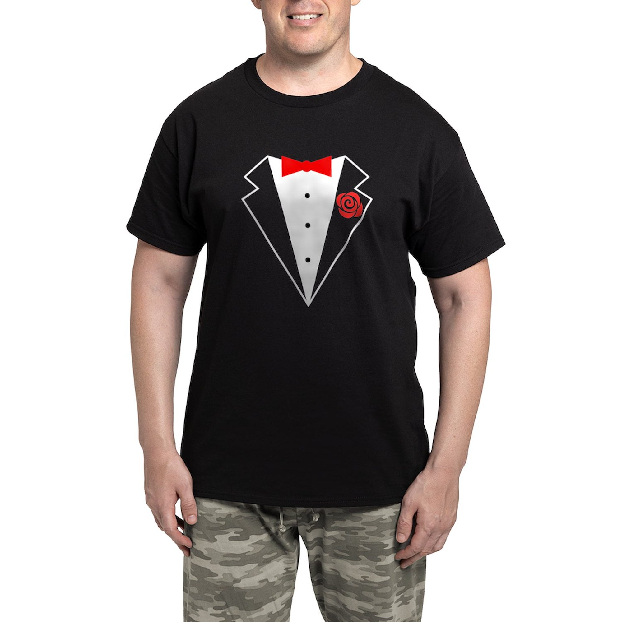 CafePress - Funny Tuxedo [Red Bow] Men's Dark Pajamas - Men's Dark ...