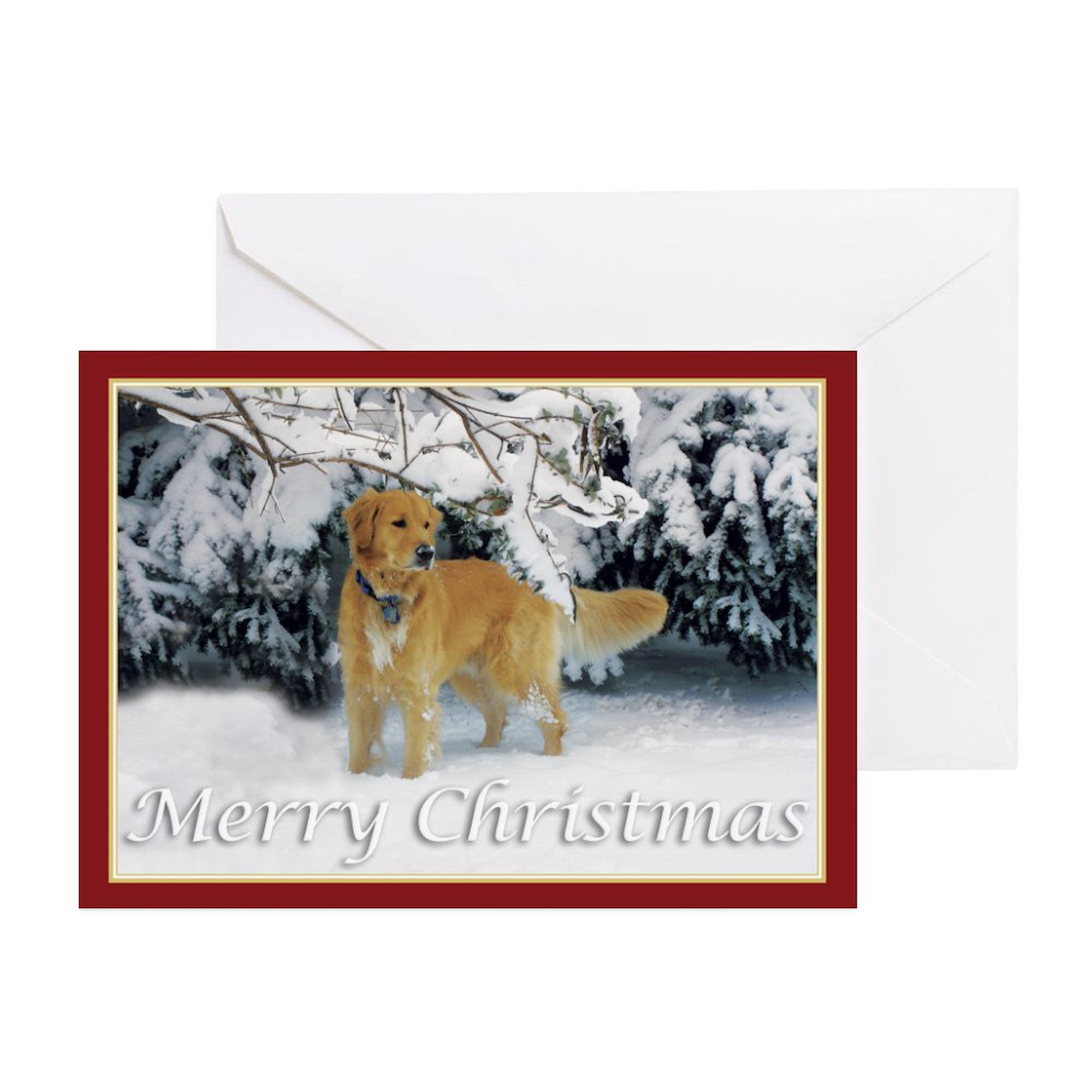 CafePress - Golden Retriever Merry Christmas Greeting Cards (P ...