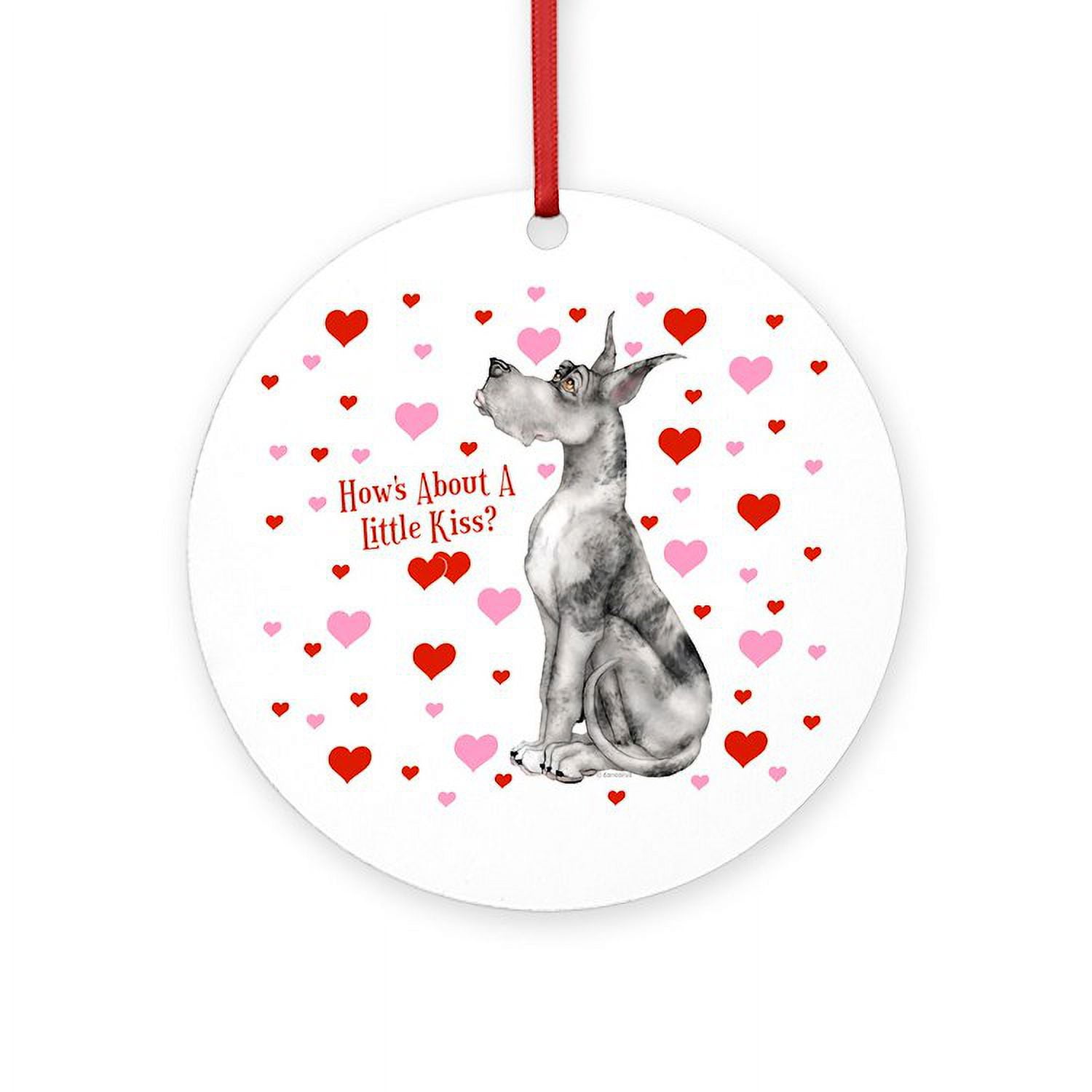 CafePress - Great Dane Merle Kiss - Round Wood Ornament 4" - Walmart.com