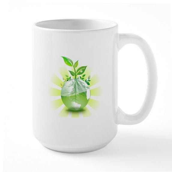 CafePress - Green Earth Mugs - 15 oz Ceramic Large White Novelty Mug ...