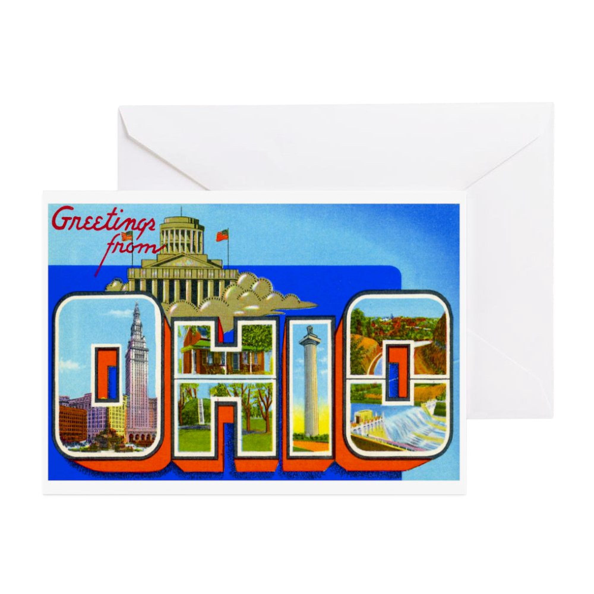 CafePress - Greetings From Ohio - Greeting Card (20-pack), Note Card ...