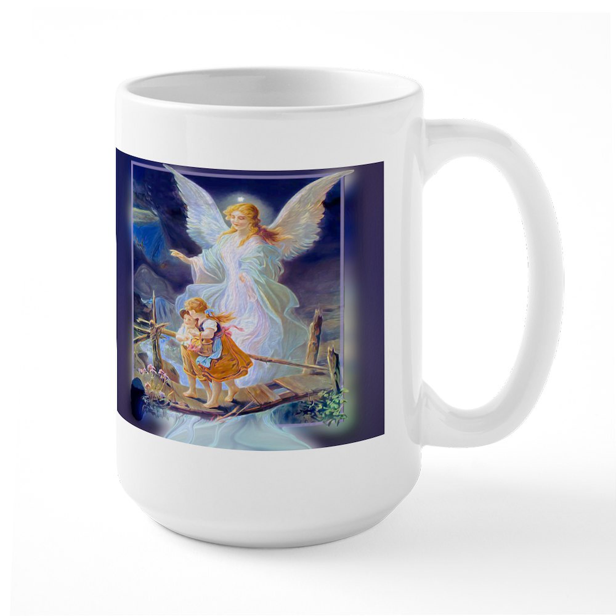 CafePress - Guardian Angel With Children Crossing Bridge Mugs - 15 oz ...