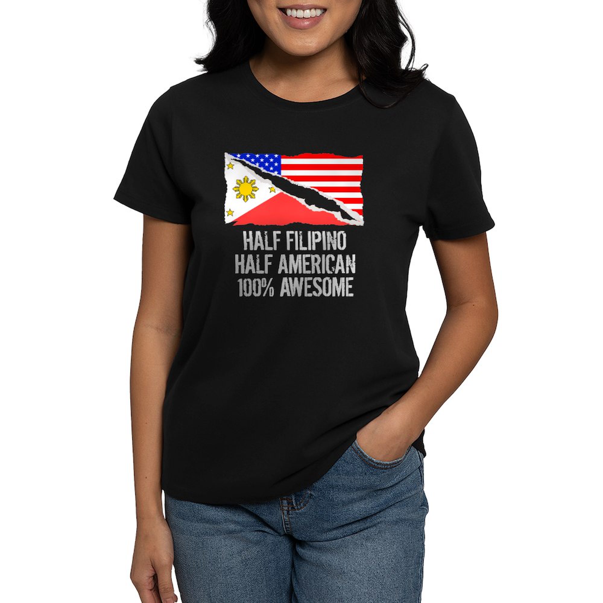 CafePress - Half Filipino Half American Awesome T Shirt - Women's ...