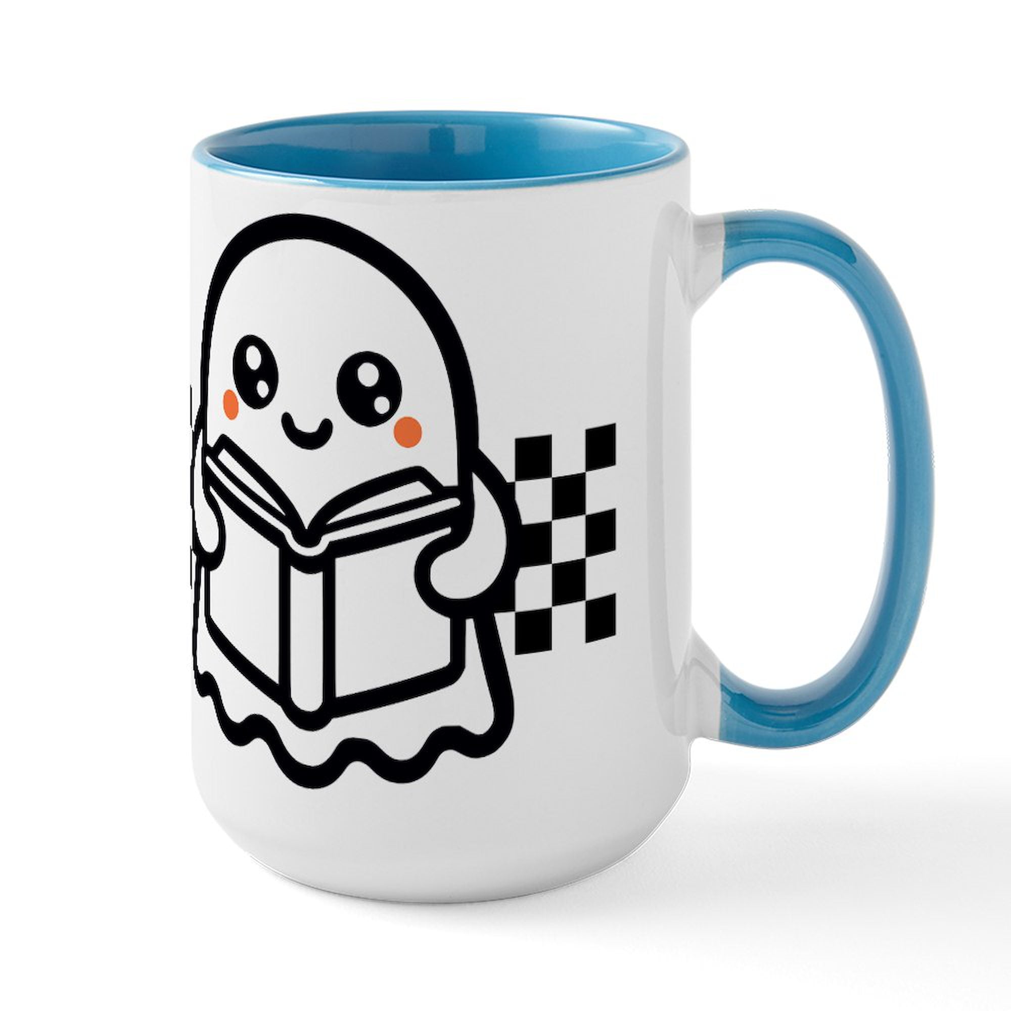 CafePress - Halloween Ghost Reading School - 15 oz Ceramic Large White ...