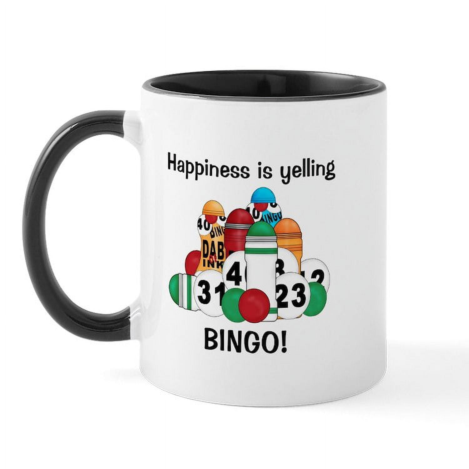 CafePress - Happiness Is Yelling BINGO Mug - 11 oz Ceramic Mug ...