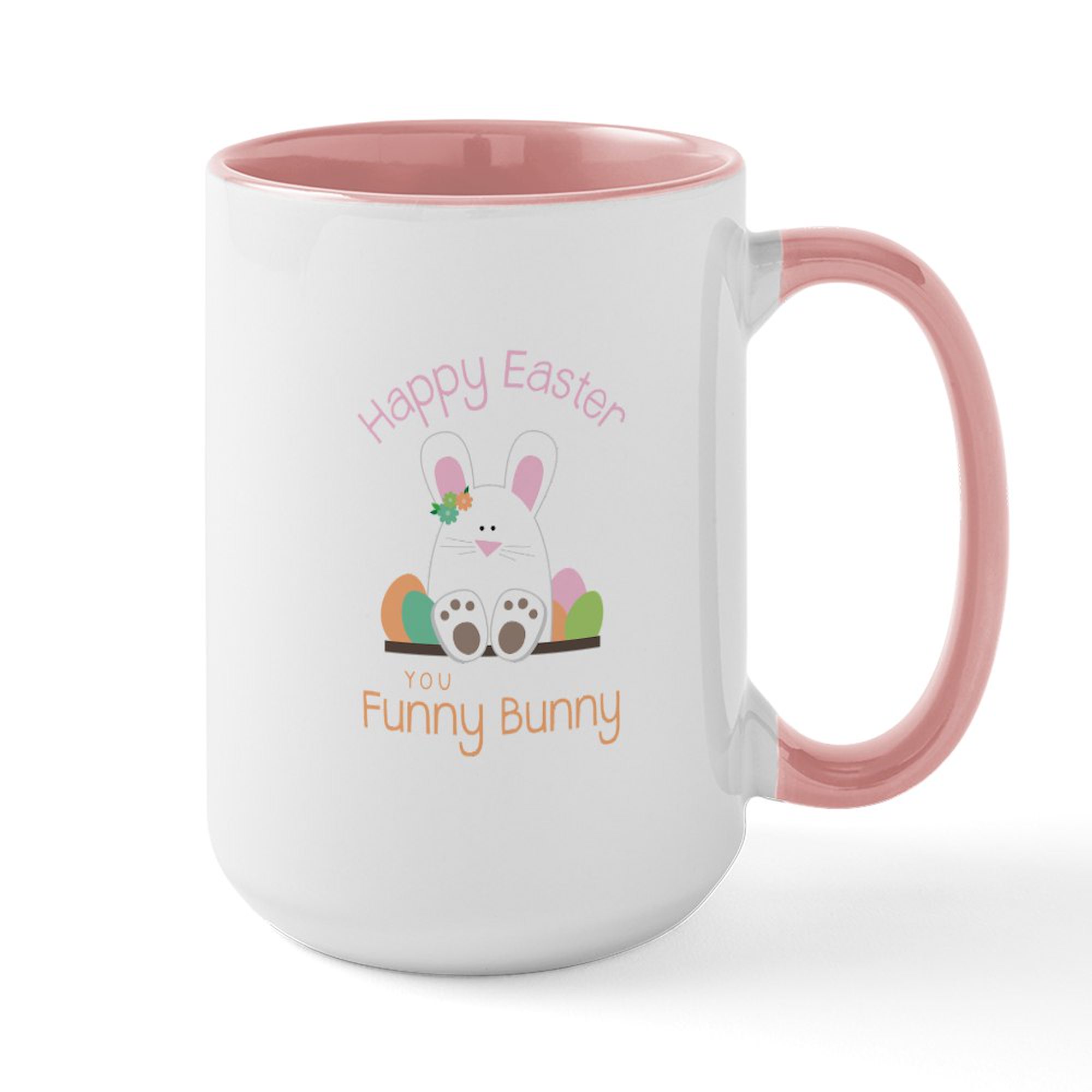 CafePress - Happy Easter You Funny Bunny Mugs - 15 oz Ceramic Large ...