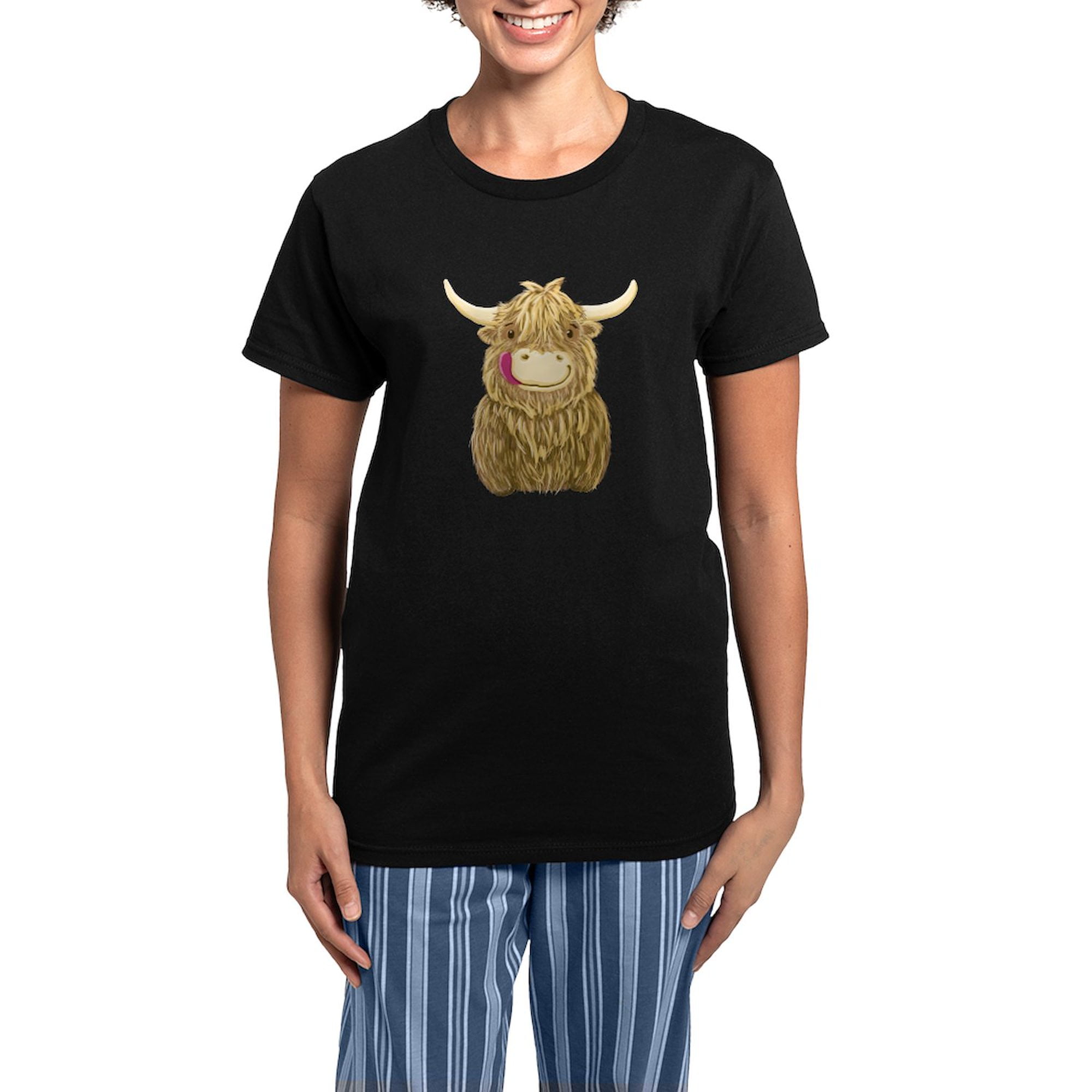 CafePress - Happy Highland Cow Pajamas - Women's Short Sleeve Print T ...