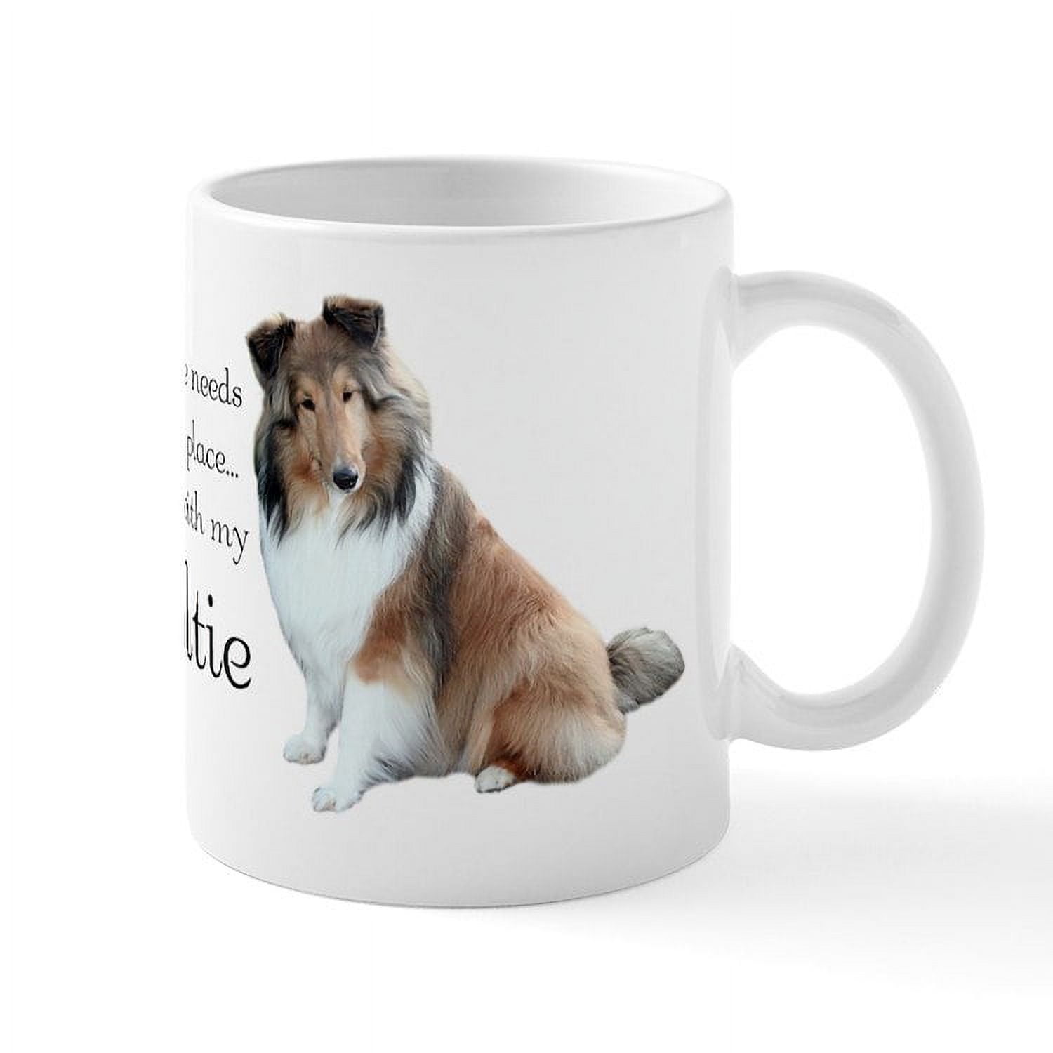 CafePress - Happy Place Sheltie Mug - 11 oz Ceramic Mug - Novelty ...