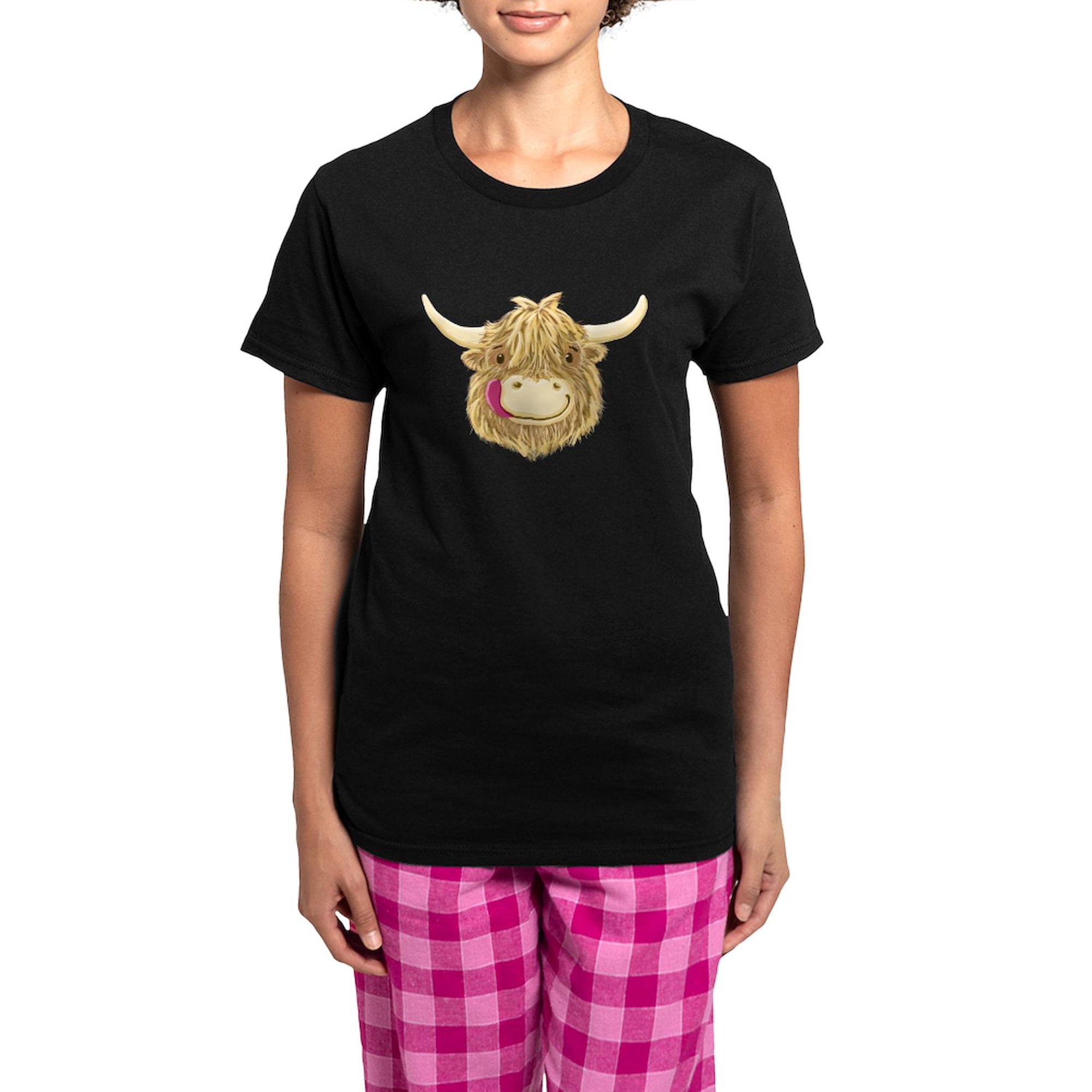 CafePress - Happy Scottish Highland Cow Pajamas - Women's Short Sleeve ...