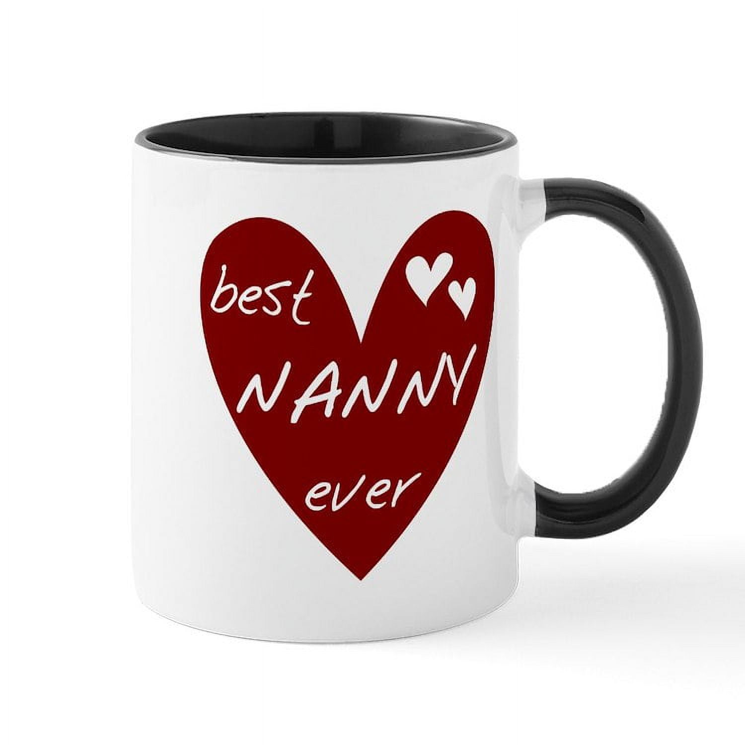 CafePress - Heart Best Nanny Ever Mug - 11 oz Ceramic Mug - Novelty ...