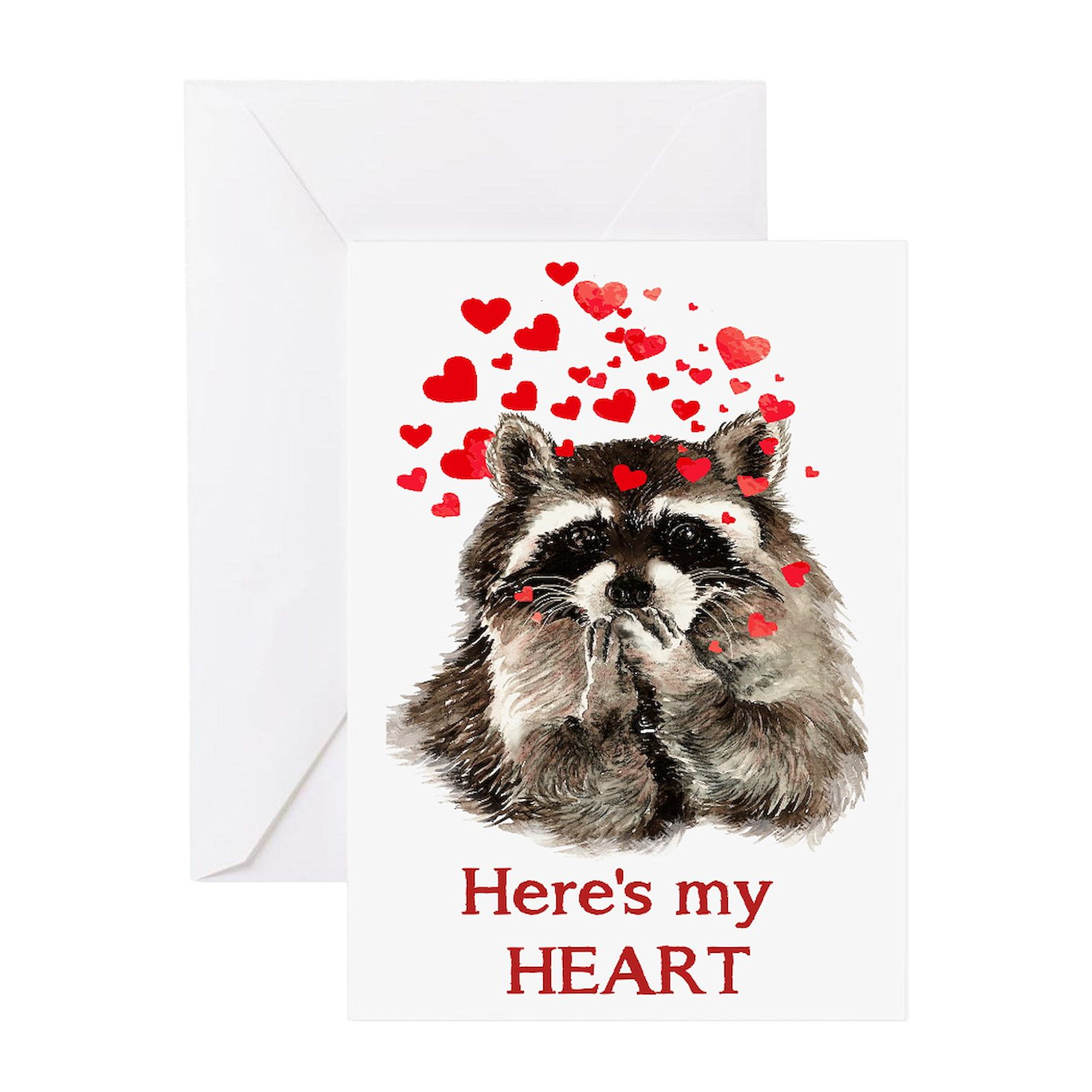 CafePress - Here's My Heart Cute Raccoon Blowing Kisses Quote ...