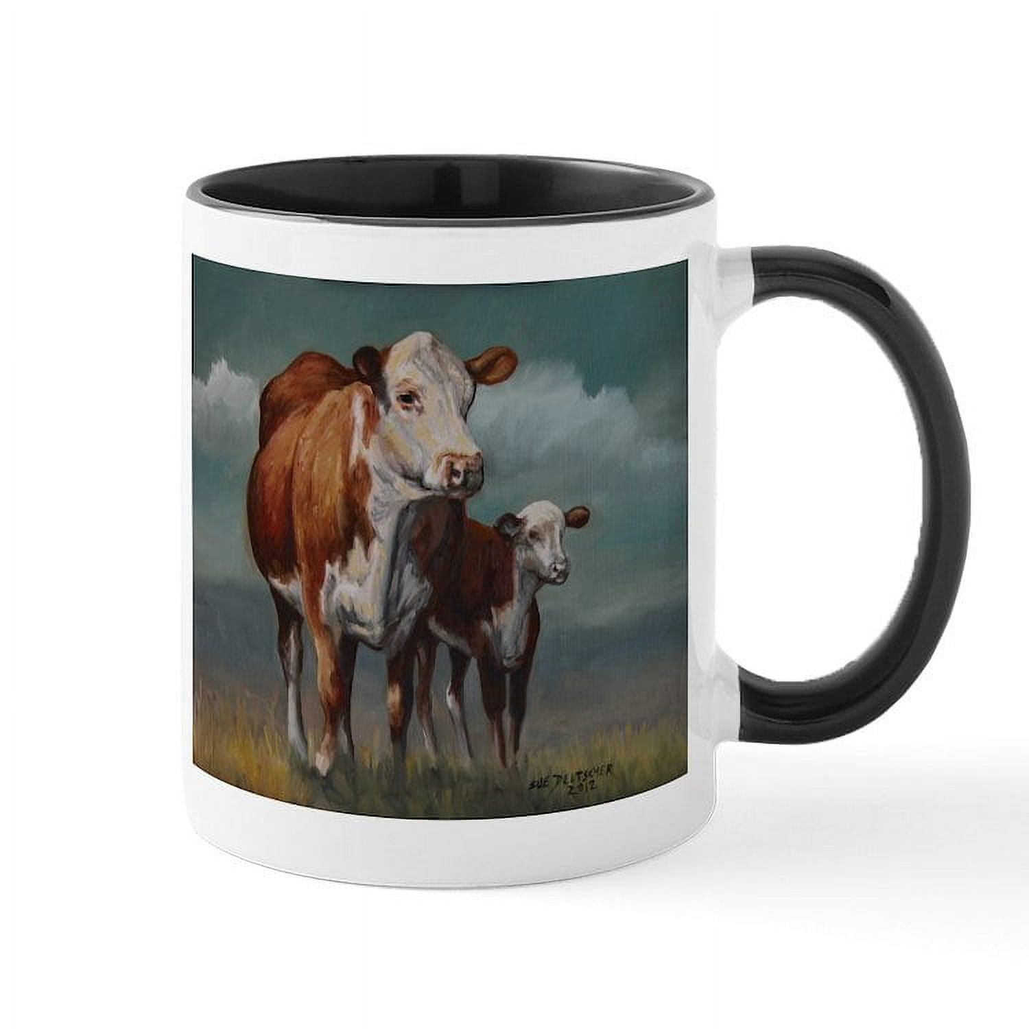 CafePress - Hereford Cow And Calf In Pasture Mug - 11 oz Ceramic Mug ...