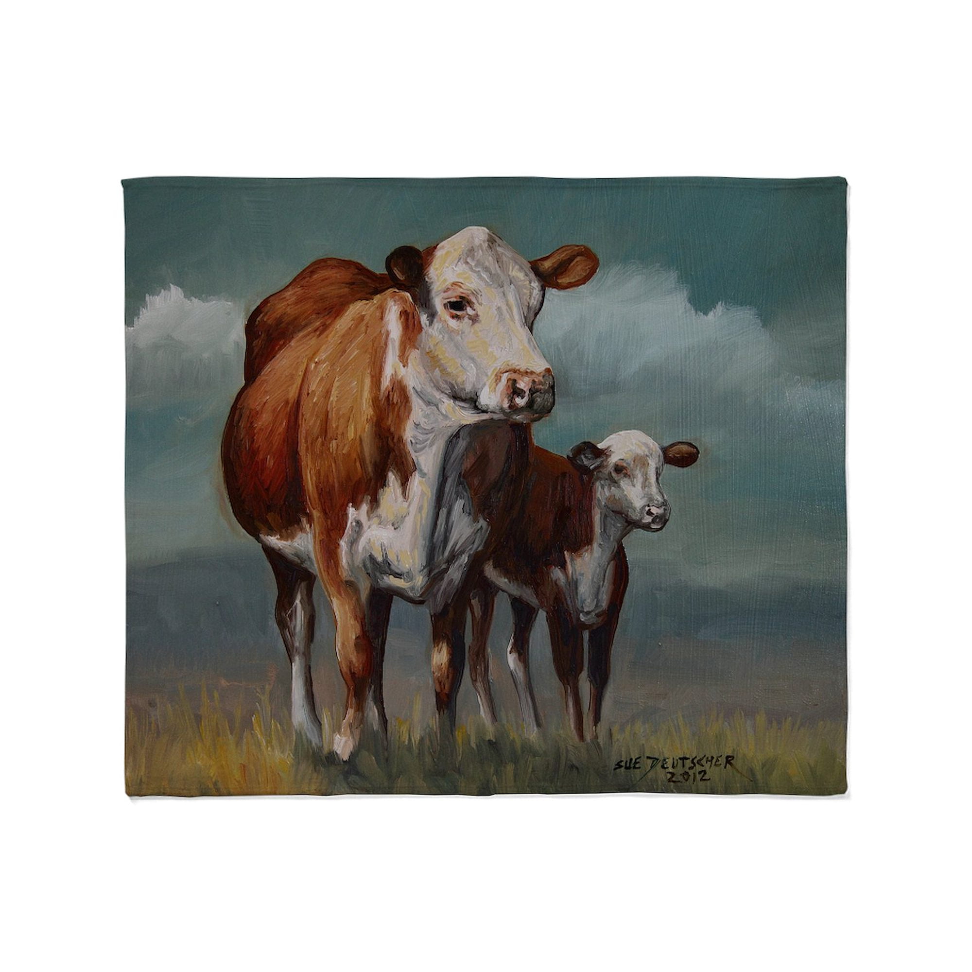 CafePress - Hereford Cow And Calf In Pasture Throw Blanket - Soft ...