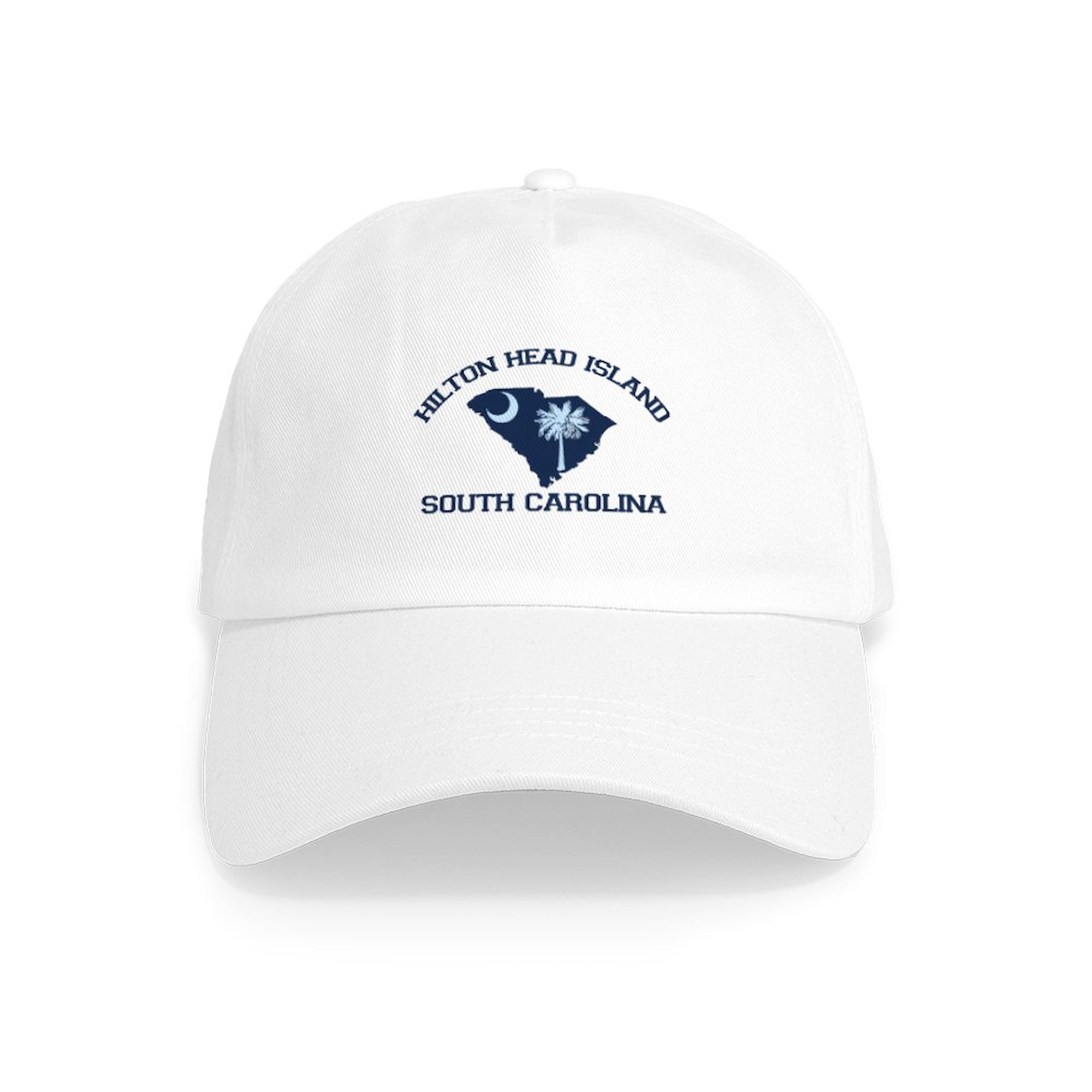 CafePress - Hilton Head Island Map Design Cap - Adjustable 100% Brushed ...