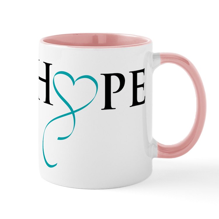 CafePress - Hopetealribbon Mugs - 11 oz Ceramic Mug - Novelty Coffee ...