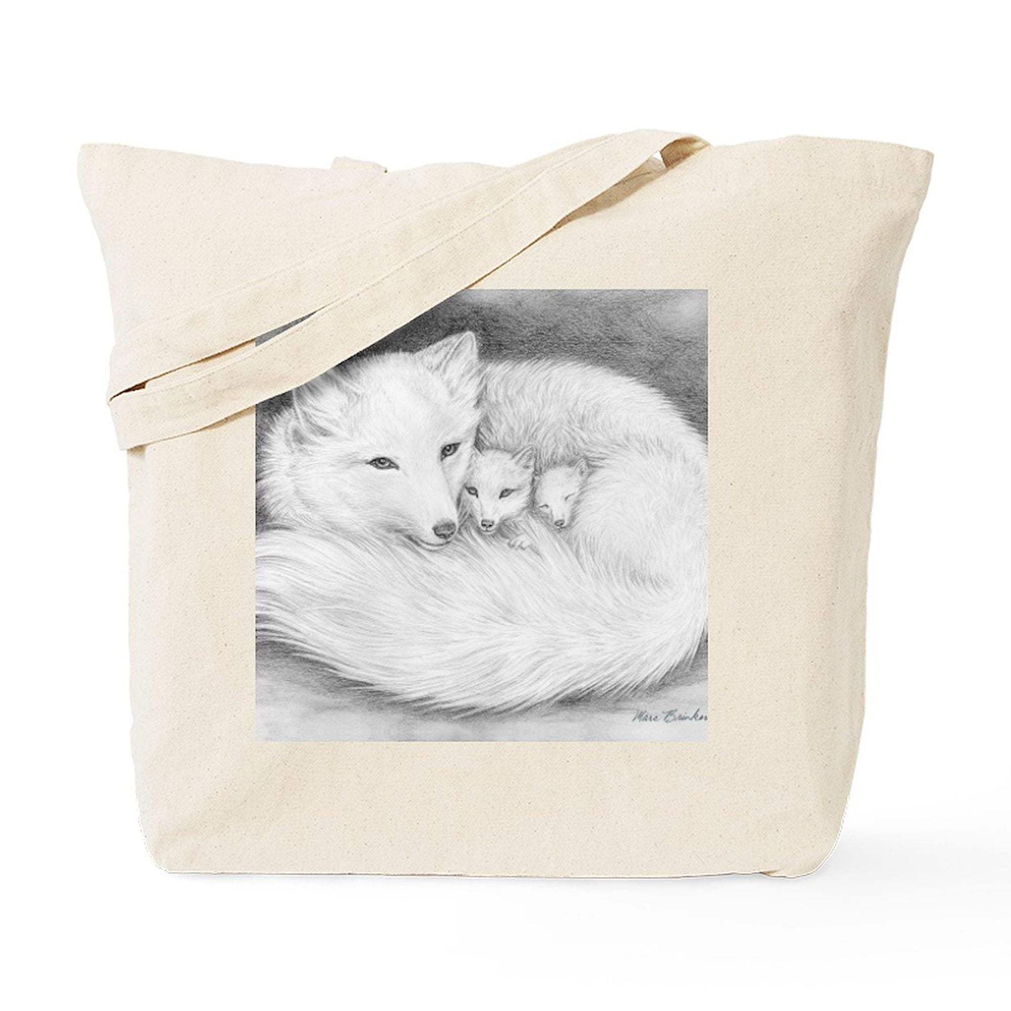 CafePress - Hor 8X10 Sign Arctic Fox Family Tote Bag - Unisex Canvas ...