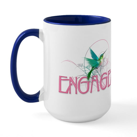 CafePress - Hummingbird Engaged Large Mug - 15 oz Ceramic Large White ...