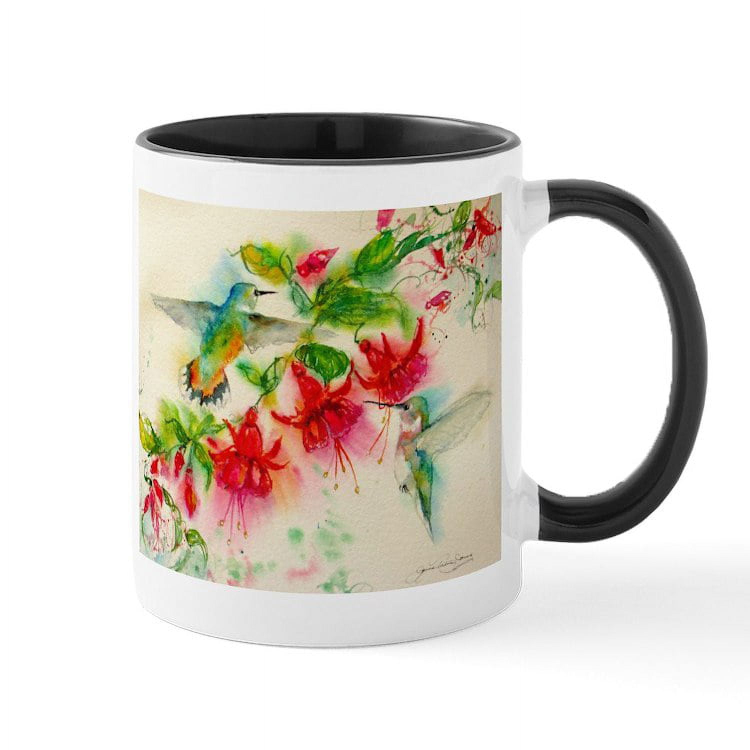 CafePress - Hummingbirds In Fuschia Garden 2 Mugs - 11 oz Ceramic Mug ...