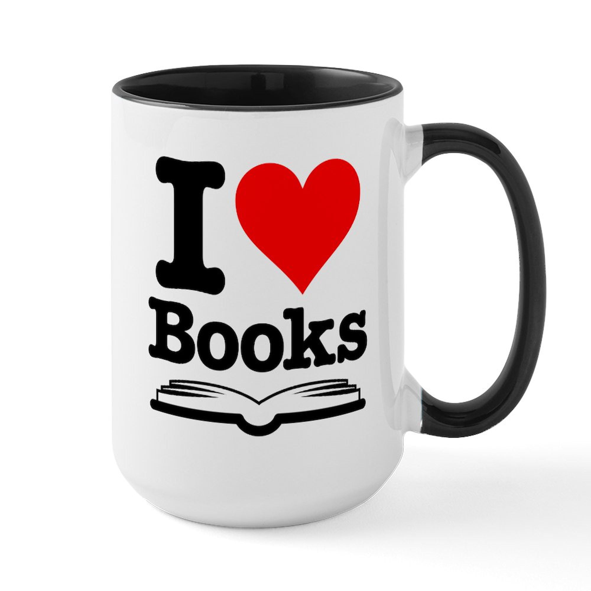 CafePress - I Heart Books Large Mug - 15 oz Ceramic Large White Novelty ...