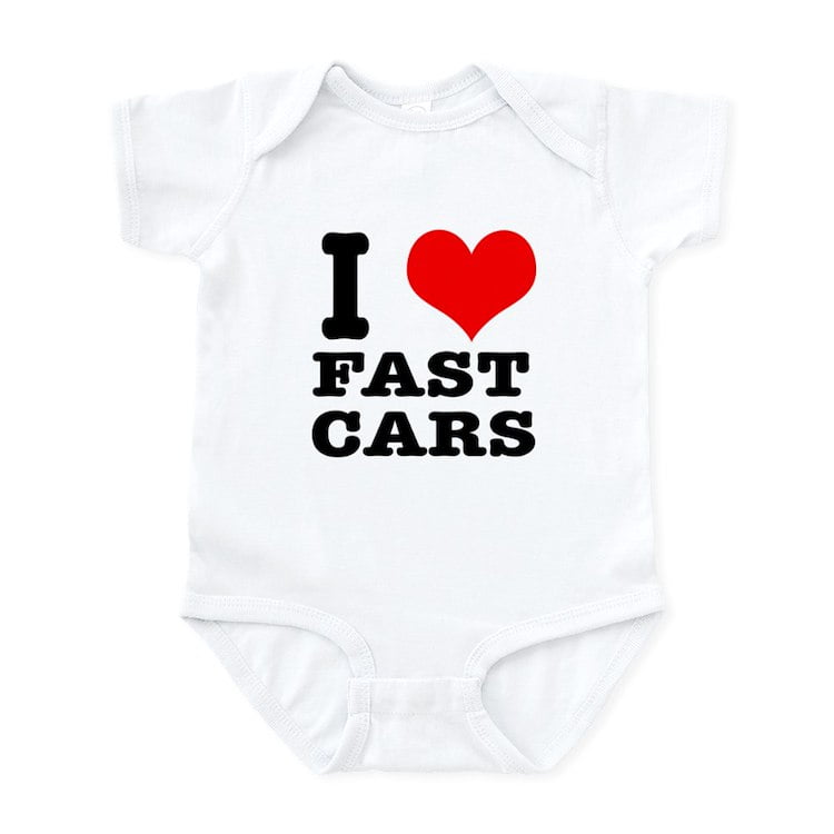 CafePress - I Heart (Love) Fast Cars Infant Bodysuit - Baby Light ...