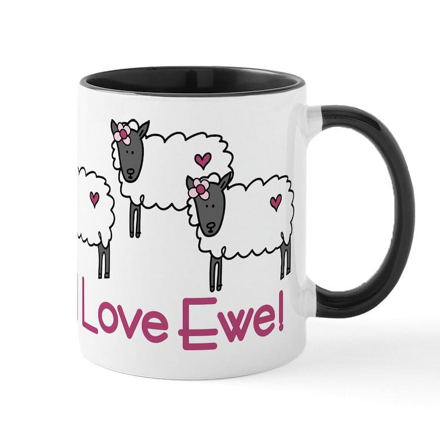 CafePress - I Love Ewe Mug - 11 oz Ceramic Mug - Novelty Coffee Tea Cup ...