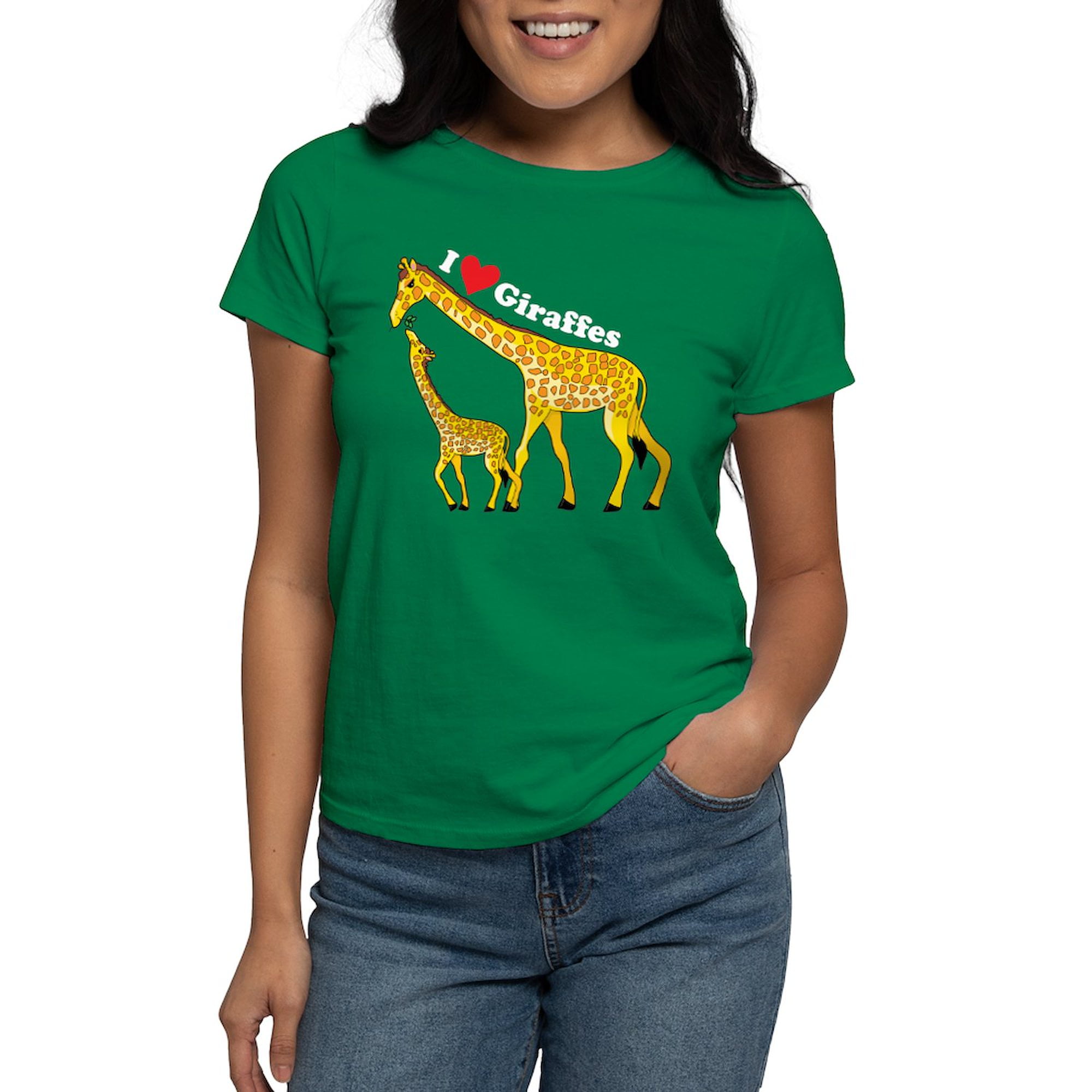 CafePress - I Love Giraffes Women's Dark T Shirt - Women's Traditional ...
