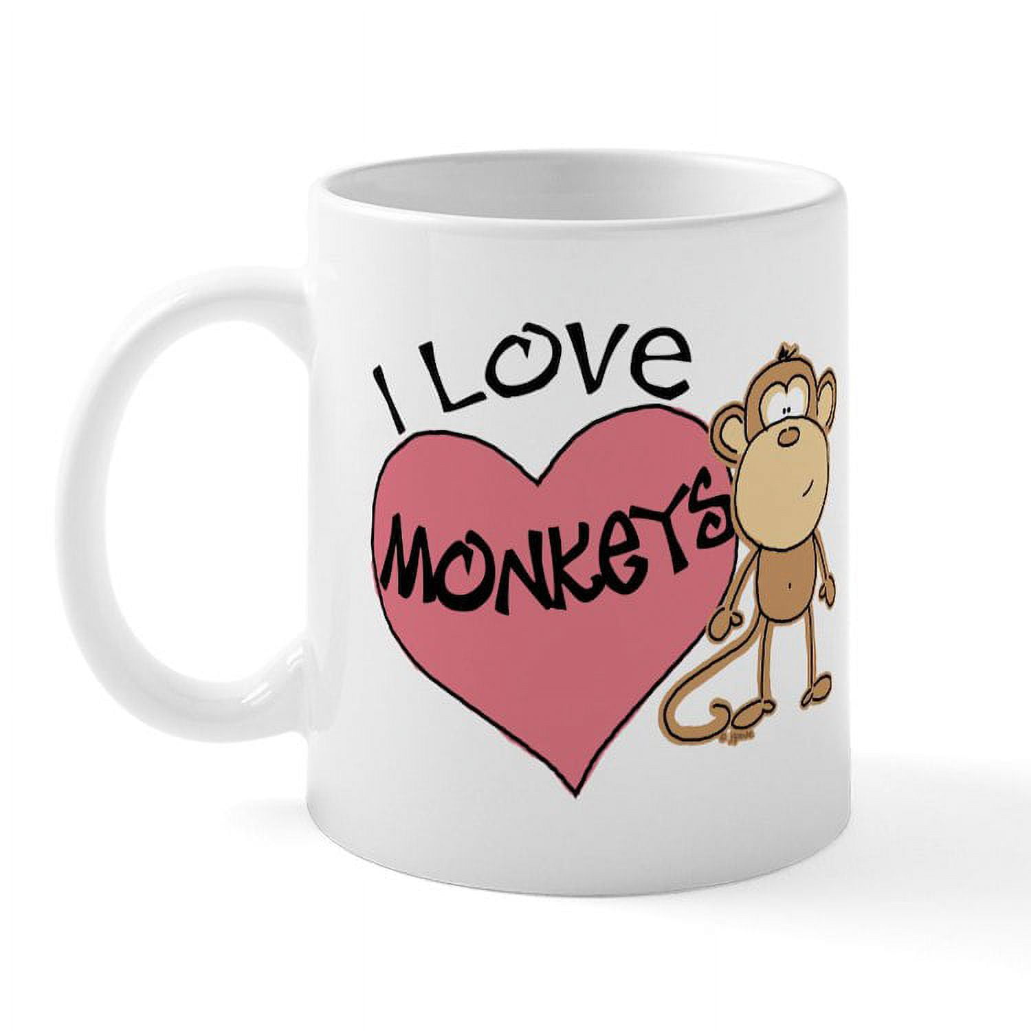 CafePress - I Love Monkeys Mug - 11 oz Ceramic Mug - Novelty Coffee Tea Cup - Walmart.com
