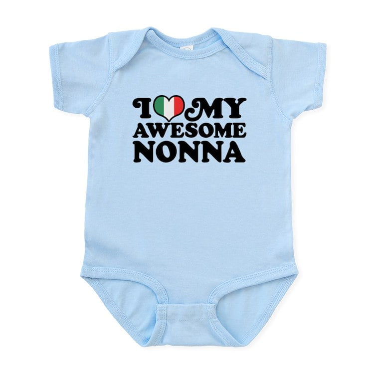 CafePress - I Love My Awesome Nonna Infant Bodysuit - Baby Light Bodysuit, Size Newborn - 24 ...